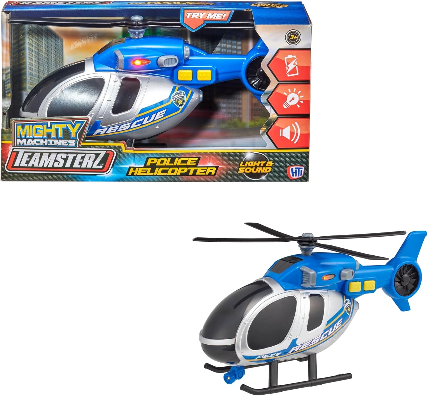 Teamsterz Mighty Machines Police Helicopter Toy with Lights & Sounds ...
