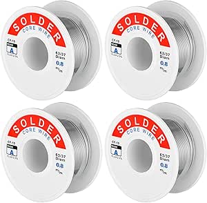 Tandefio 4 Pack Rosin Core Soldering Wire 63sn 37pb 0.8mm 50g Rosin Core Solder Kit Content 2% ...