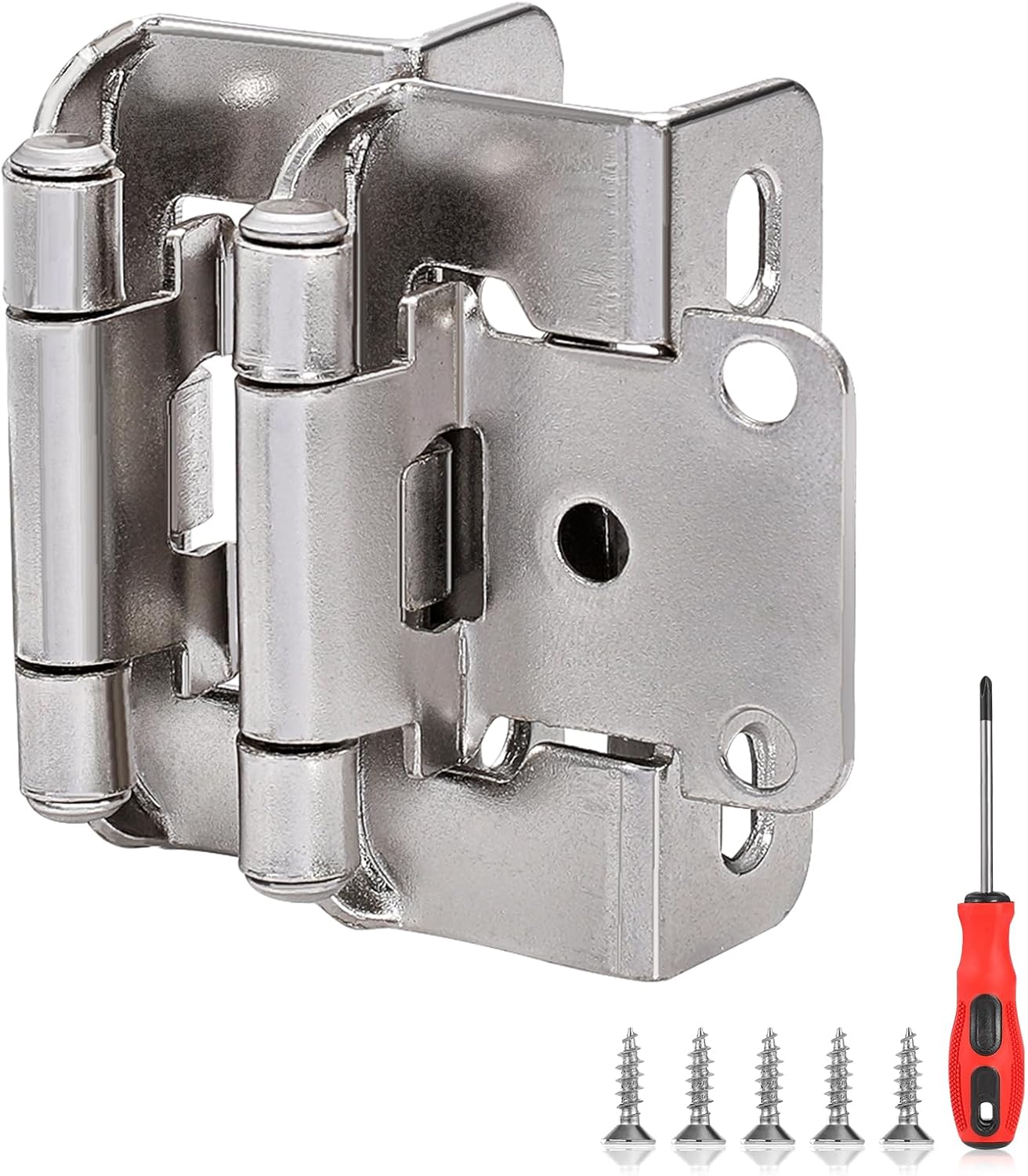 12 Pcs 1/2 inch Overlay Semi Partial Wrap Around Cabinet Hinges(Nickel ...