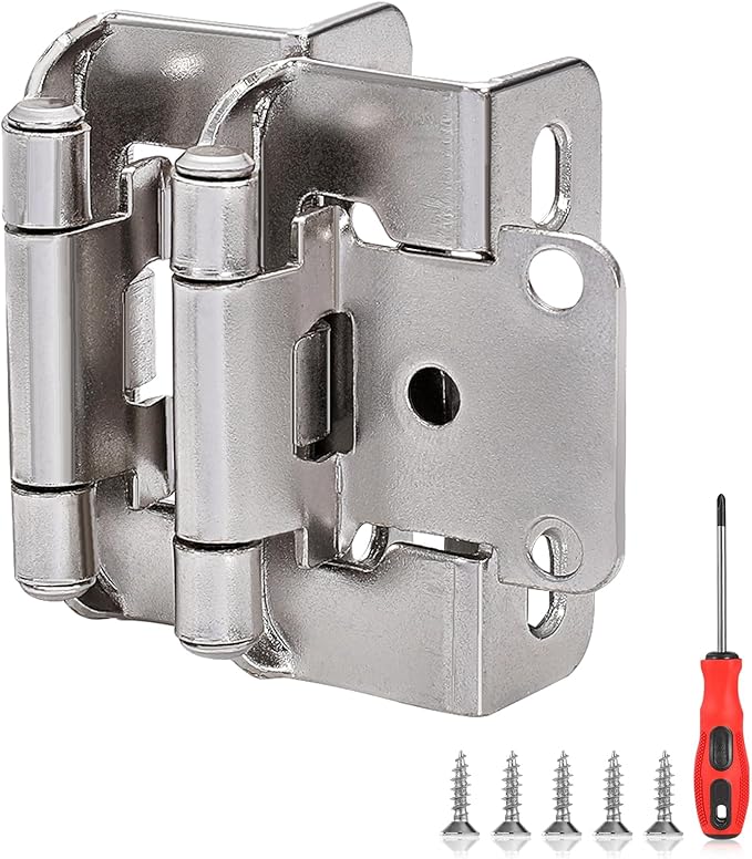 12 Pcs 1/2 inch Overlay Semi Partial Wrap Around Cabinet Hinges(Nickel ...