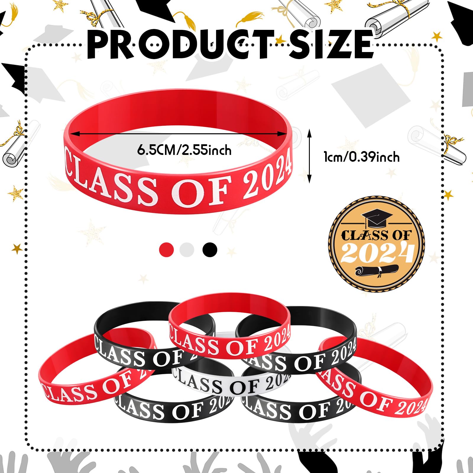 Snapklik.com : Poen 100 Pcs Class Of 2024 Wristbands Graduation ...