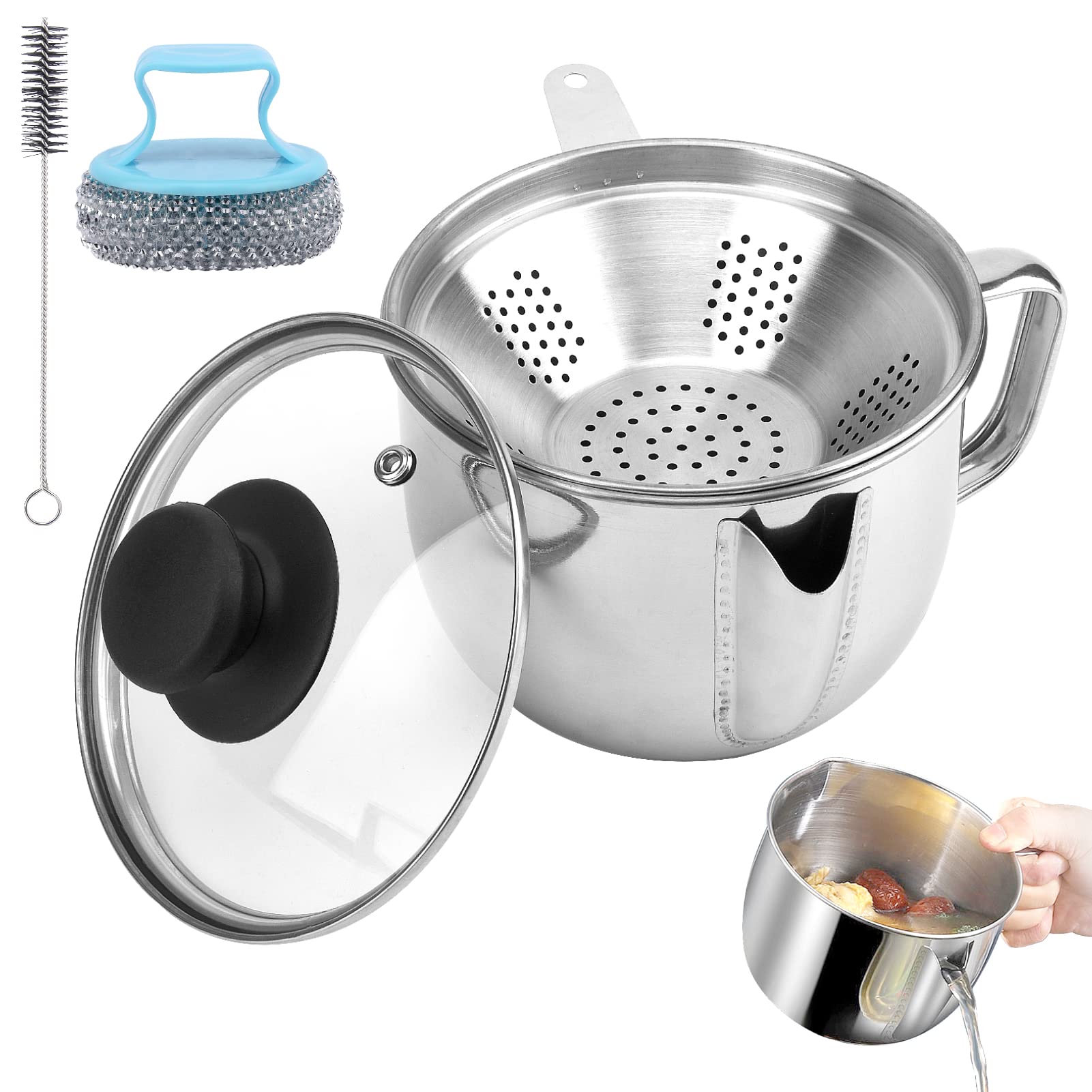 Amazon.com: Oil Fat Separator Stainless Steel,Oil Filter Strainer Oil ...