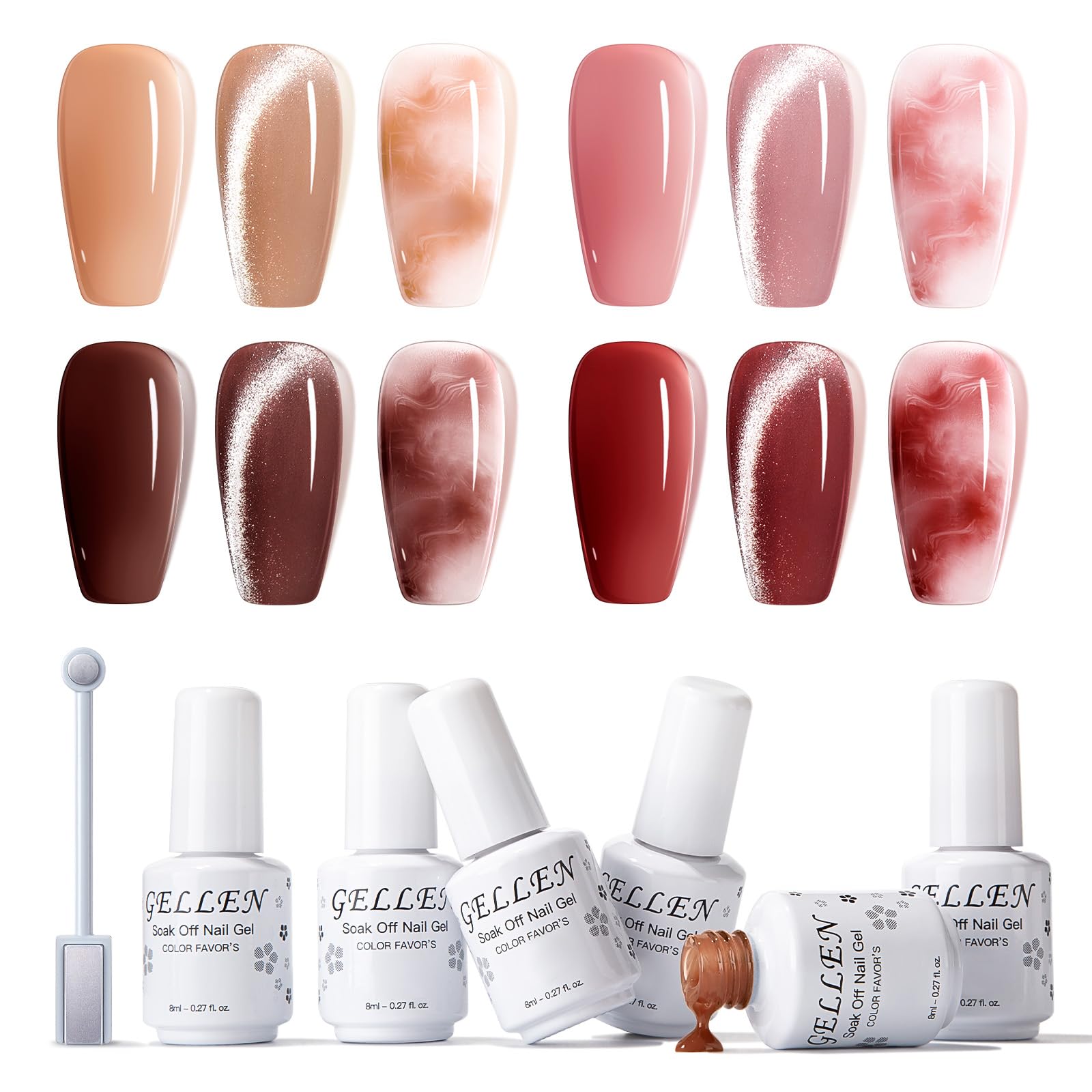 Gellen Gel Nail Polish Kit - 4 Exquisite Colors Pink Burgundy Red Jelly ...