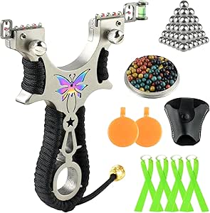 Amazon.com : Slingshot,Stainless Steel Slingshot Flat Leather High ...