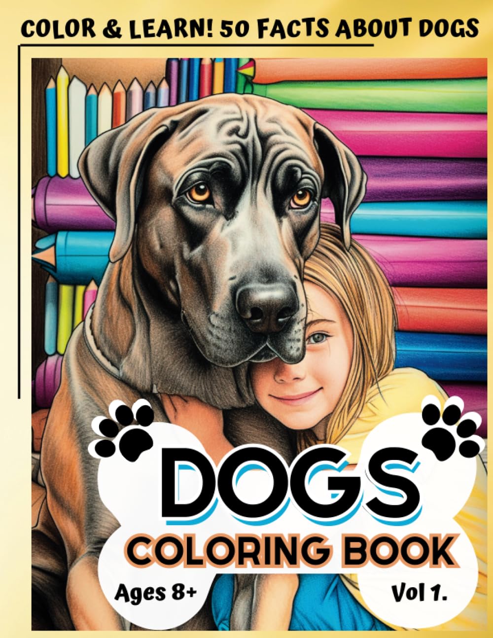 Dogs Coloring Book: 50 Educational Fun Coloring Pages with Interesting ...