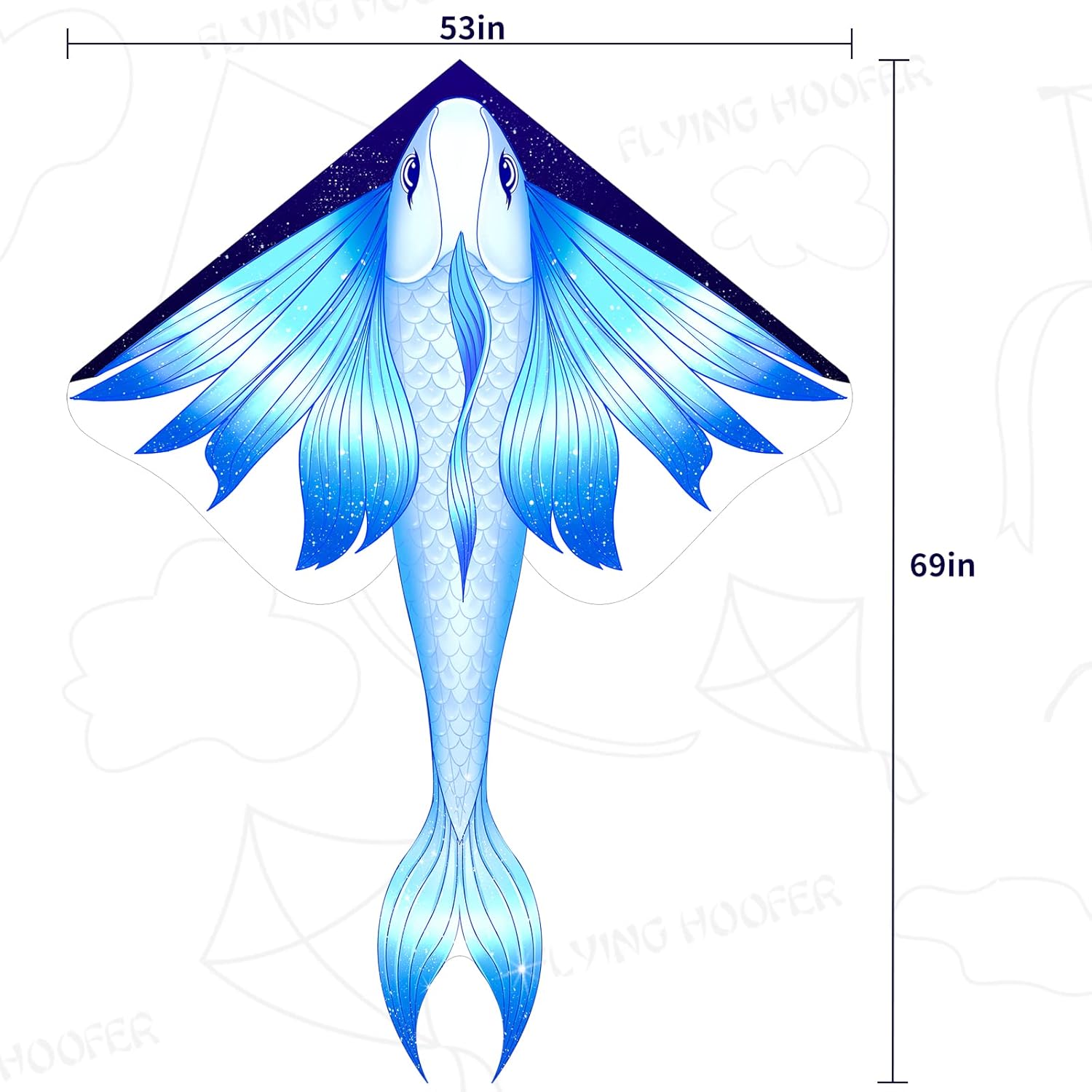 Buy Flying Hoofer Flying Fish Kite for Kids and Adults, Large Delta ...