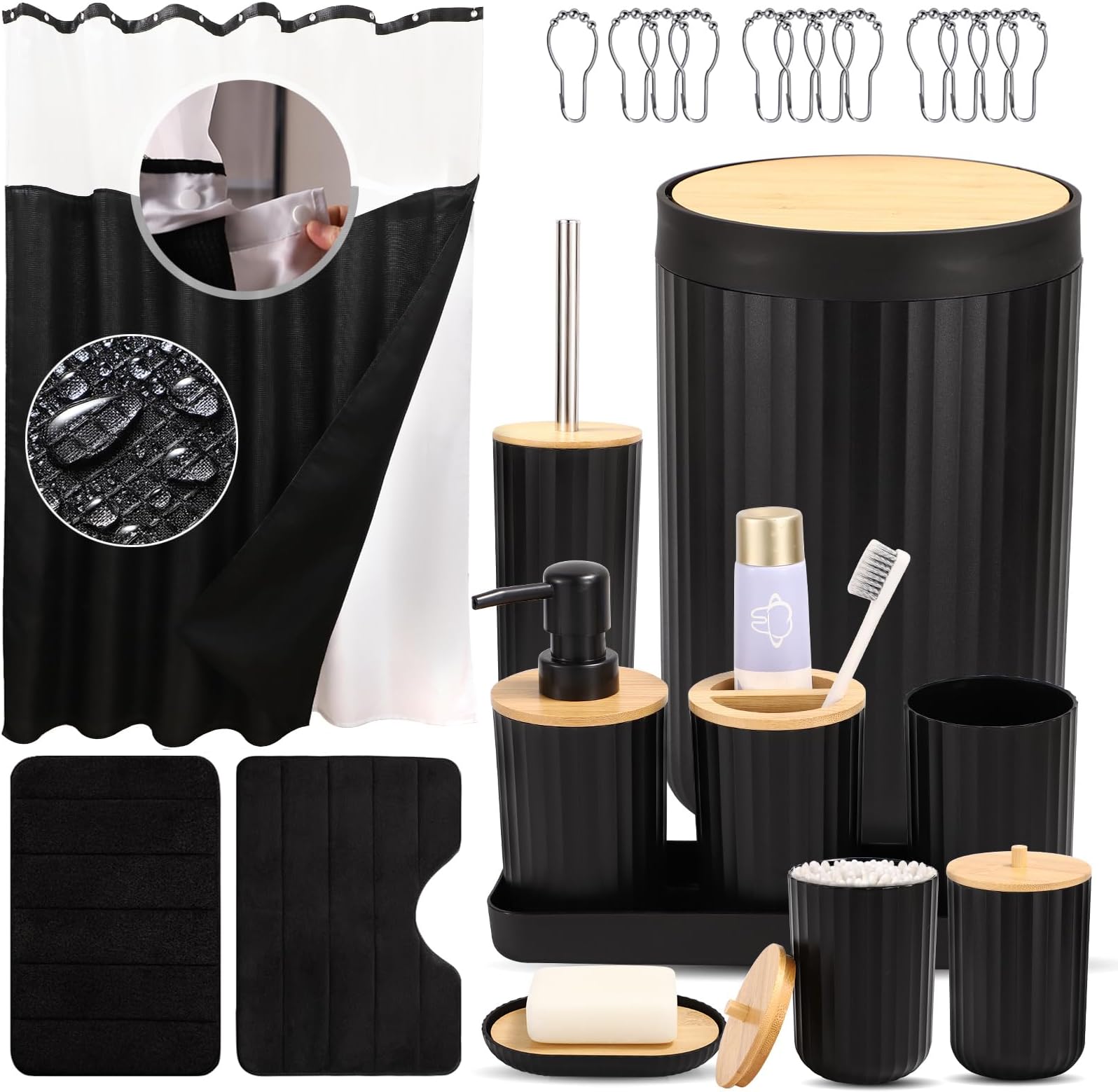 Amazon.com: Clara Clark Bathroom Set - Black Bathroom Accessories Set ...