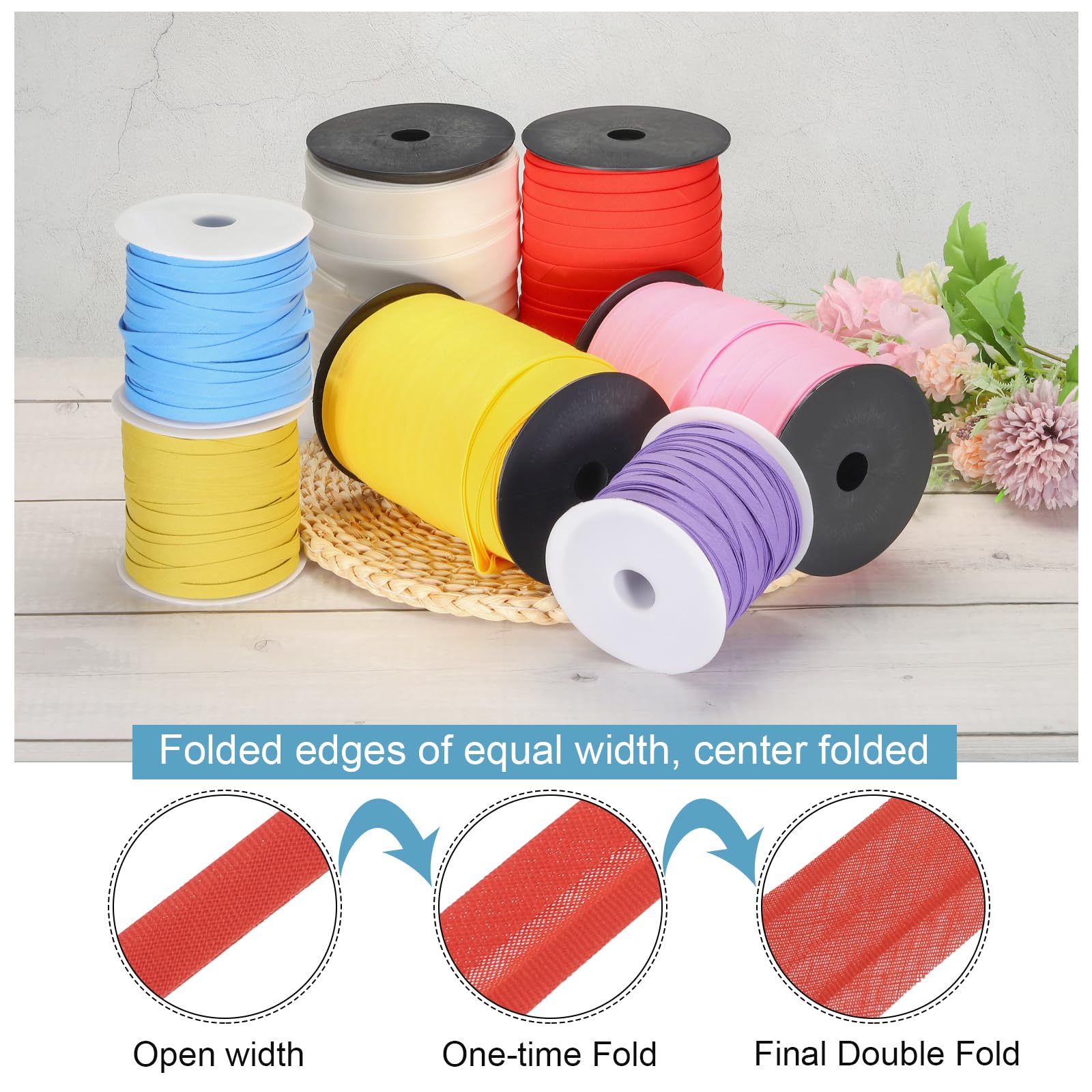 Snapklik.com : MECCANIXITY 1/4 Inch Double Fold Bias Tape Polyester ...