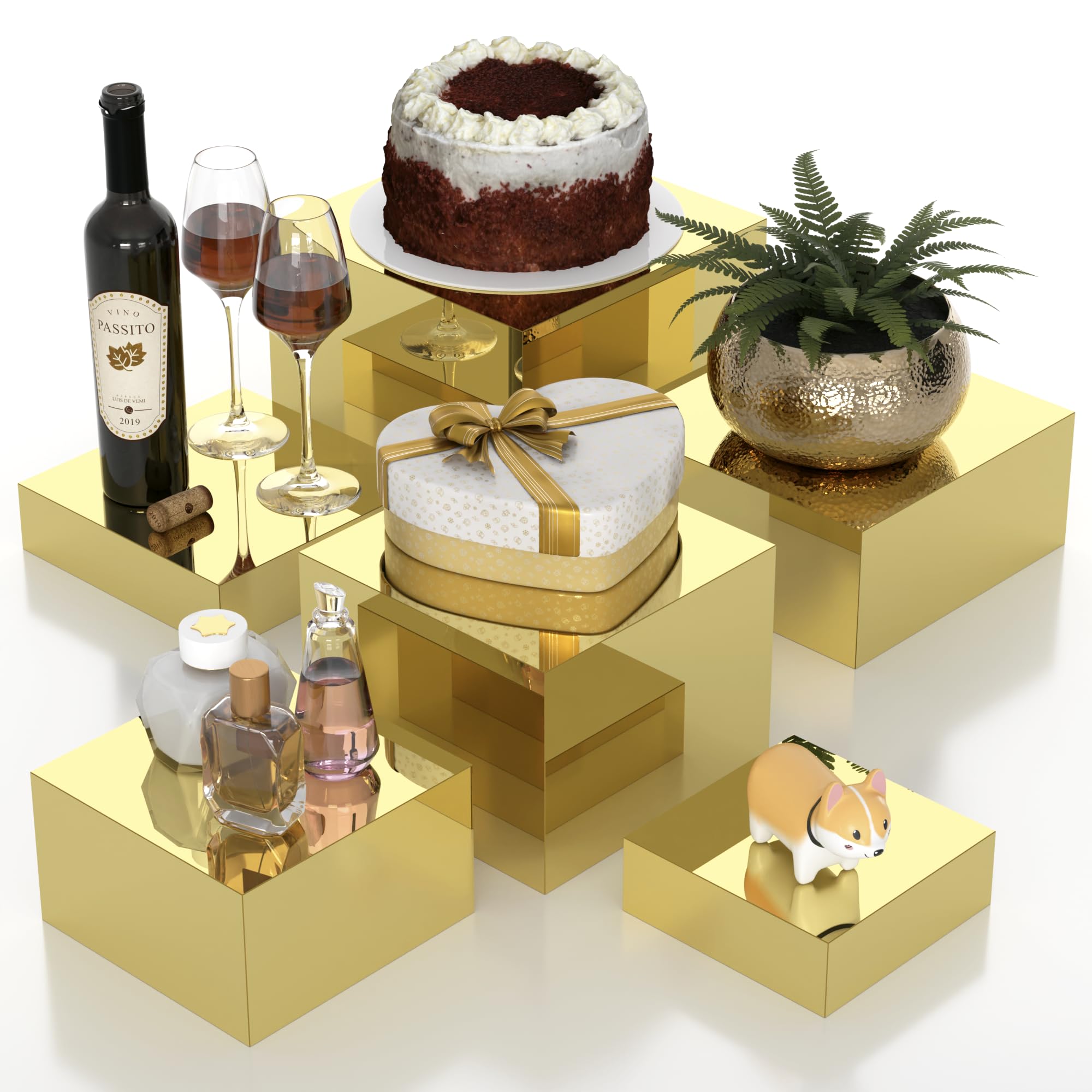 Amazon.com: 6 Pack Gold Acrylic Display Risers, 6 Sizes Drinks Desserts ...