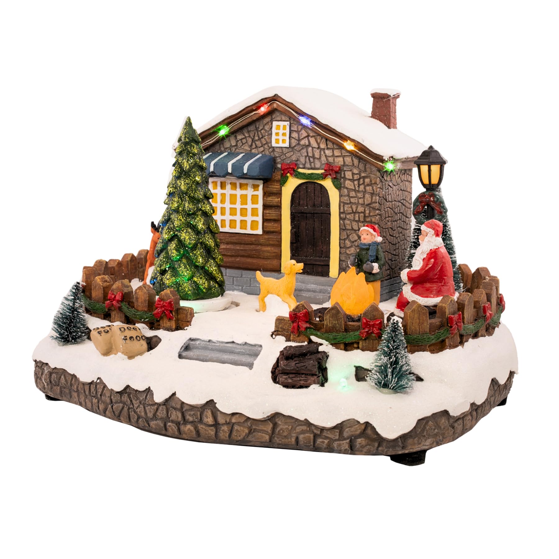 Amazon.com: FG Square Christmas Village Animated Santa's Getaway ...