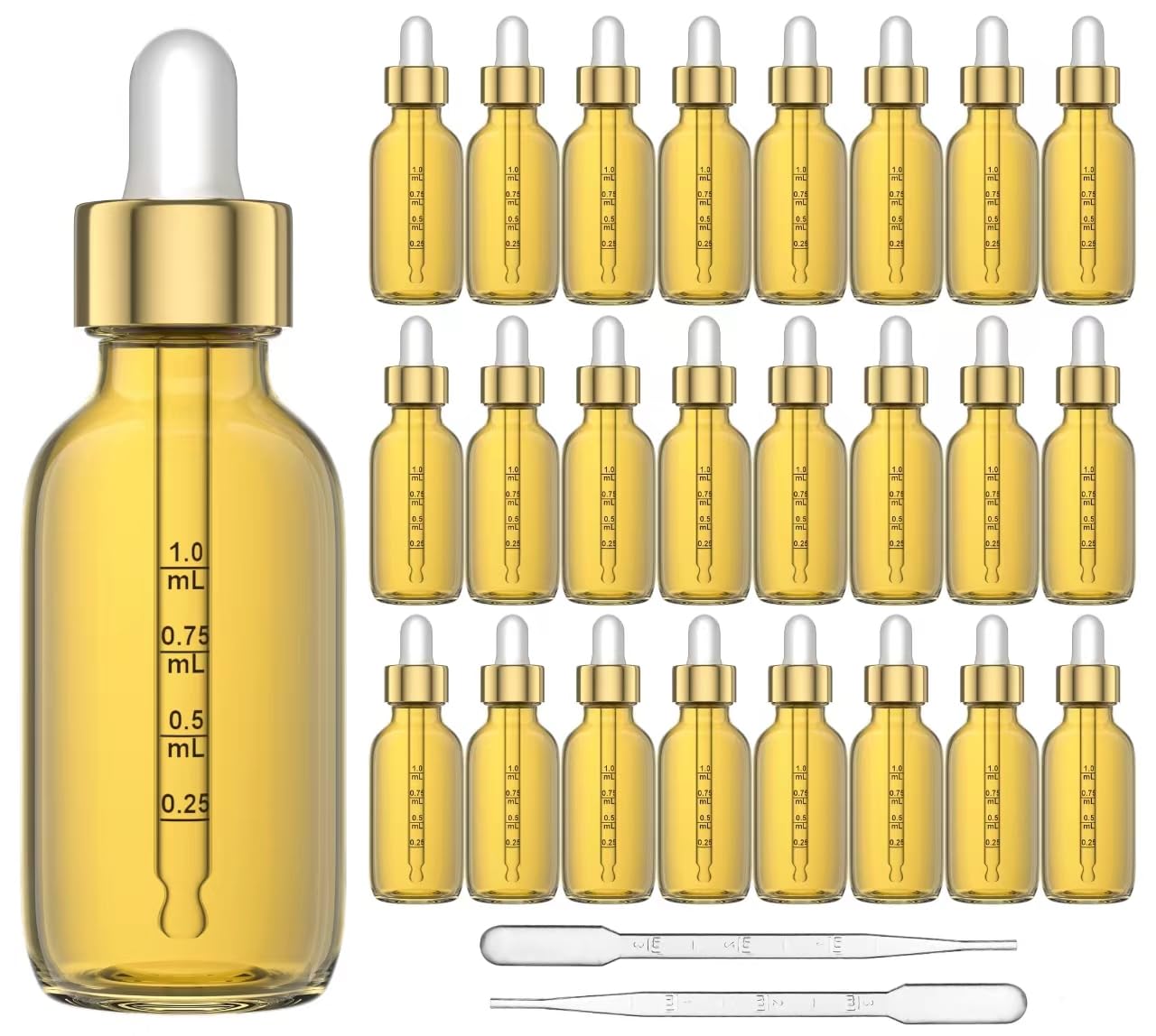 Amazon.com: KURTOTEP Set of 24 Elegant Light Amber Glass Dropper ...