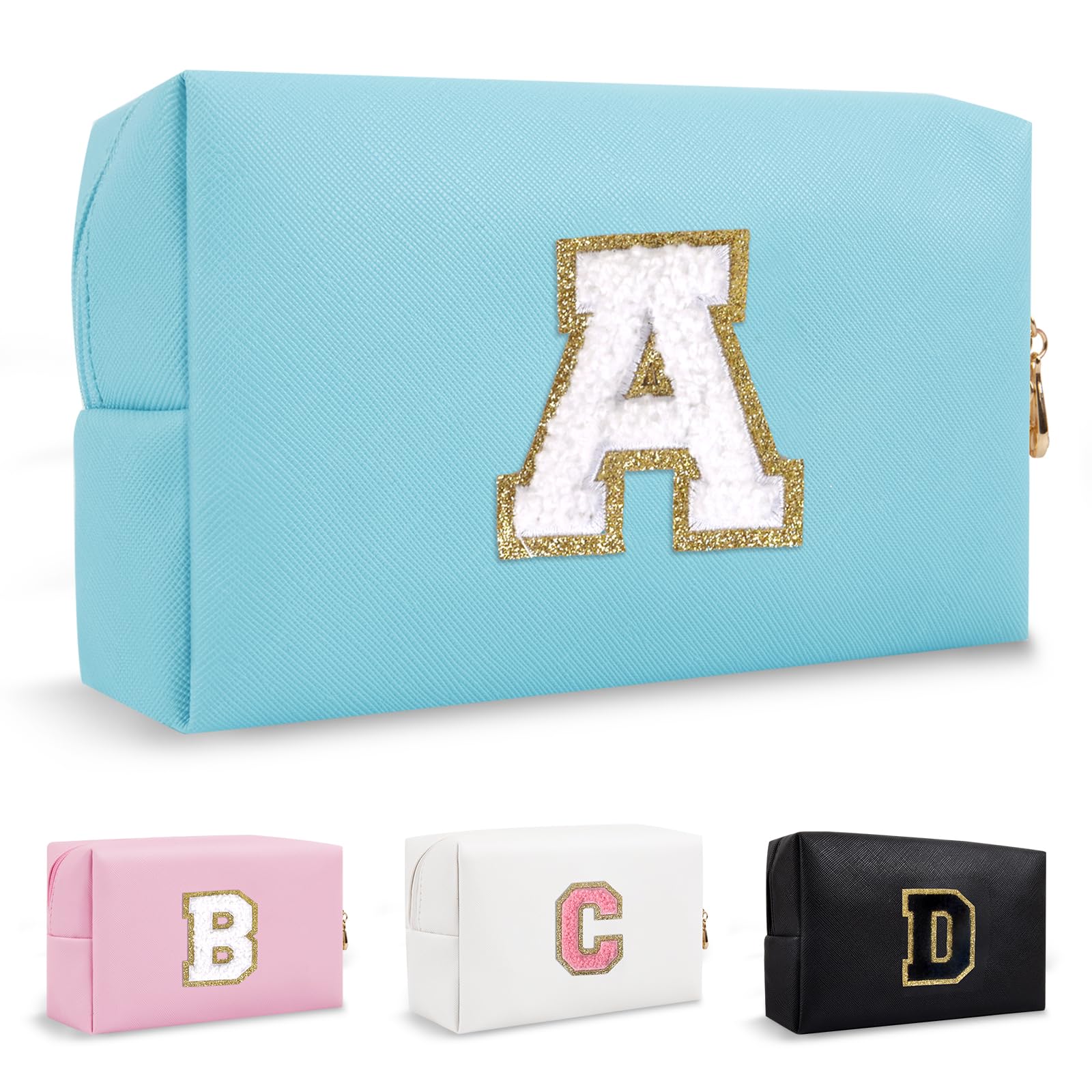 Snapklik.com : Personalized Initial Preppy Patch Makeup Bag, Small Blue ...