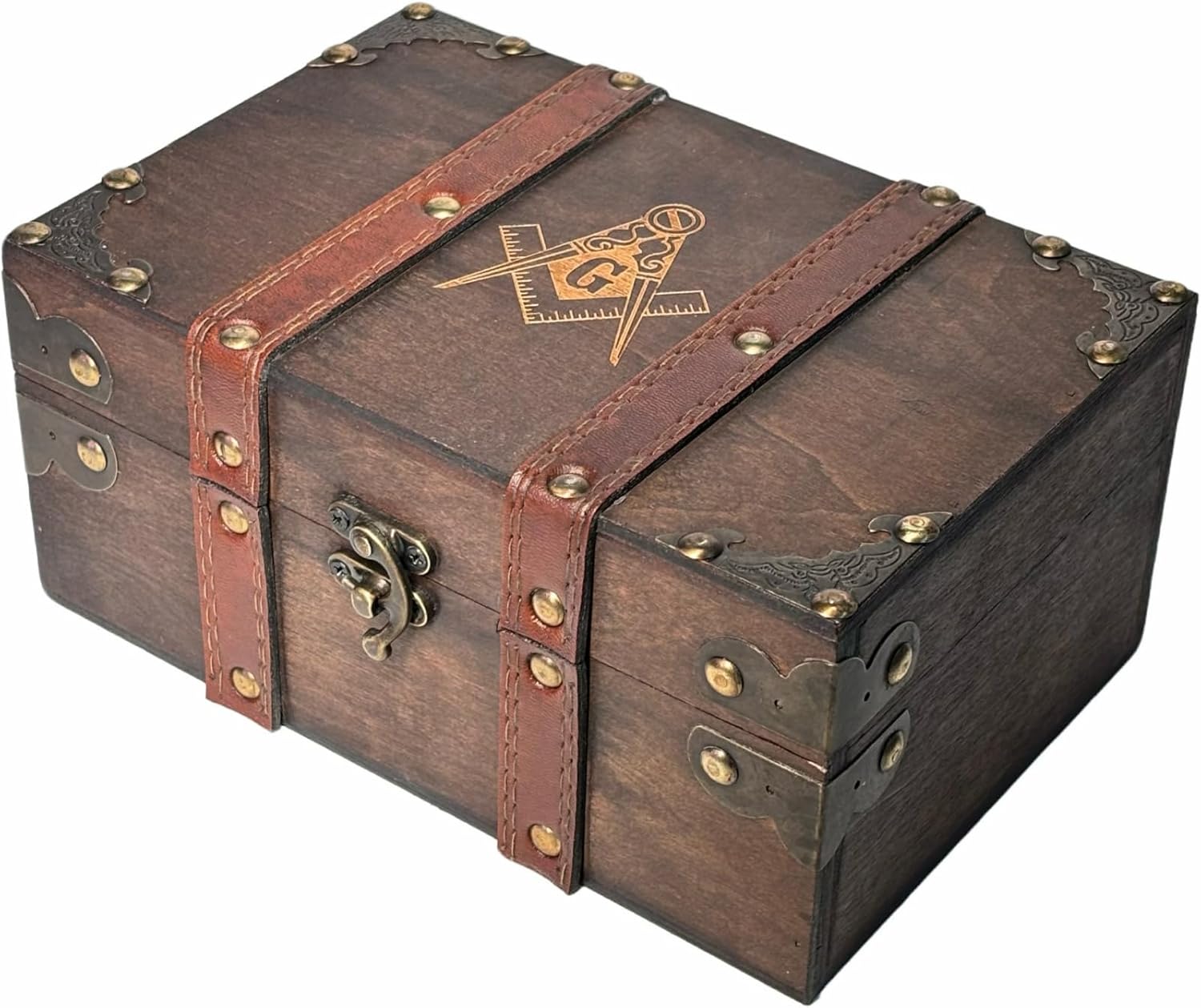 Amazon.com: vuagmiv Masonic Engraved Wooden Chest Box with Velvet ...