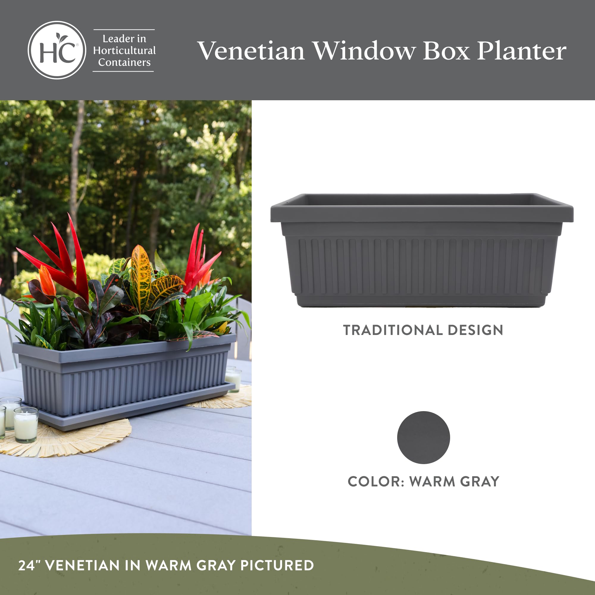 Snapklik.com : The HC Companies Venetian Window Planter Box w/Drain Plug - Long Planter Box For ...