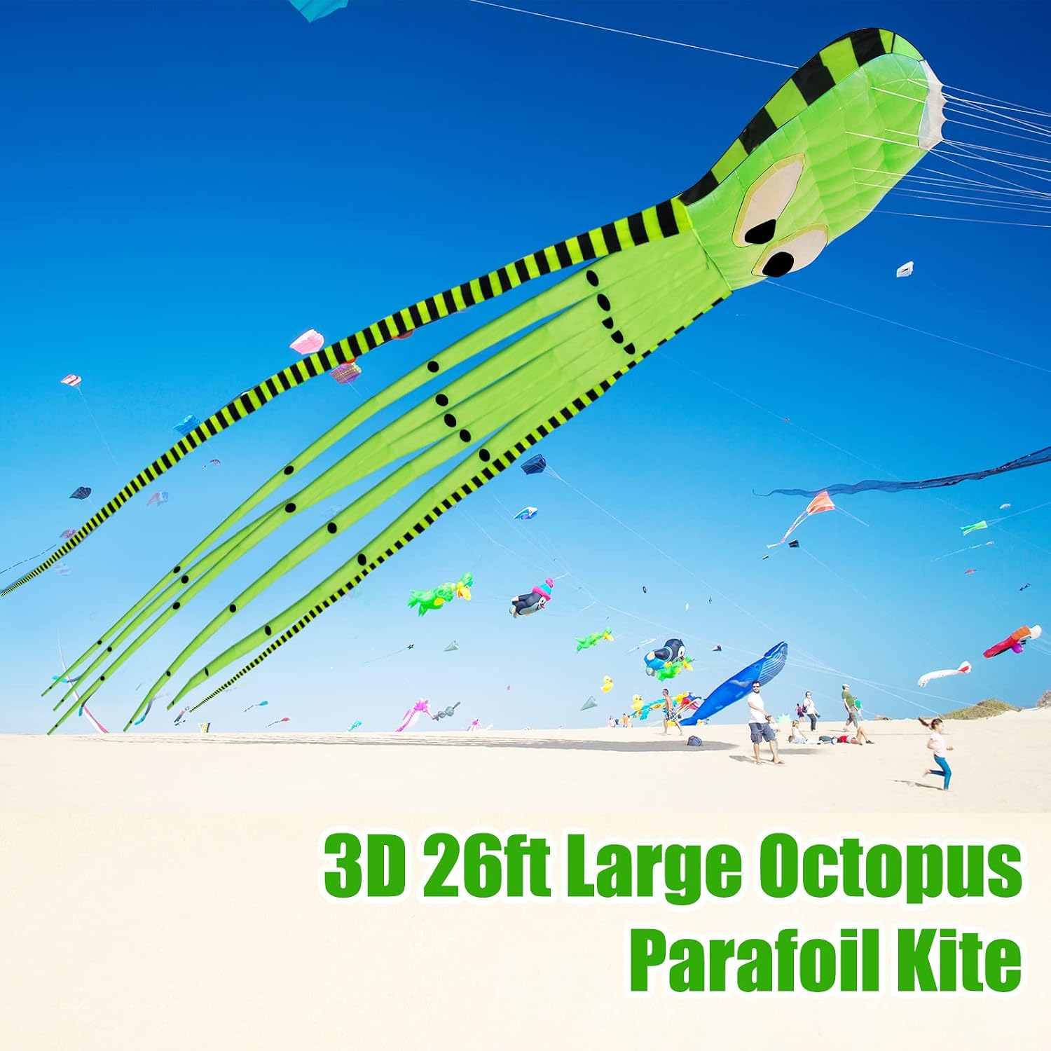Sratte 2 Pack 26ft Ultra Large Octopus Foil Kite 3D Big Parafoil Kite ...