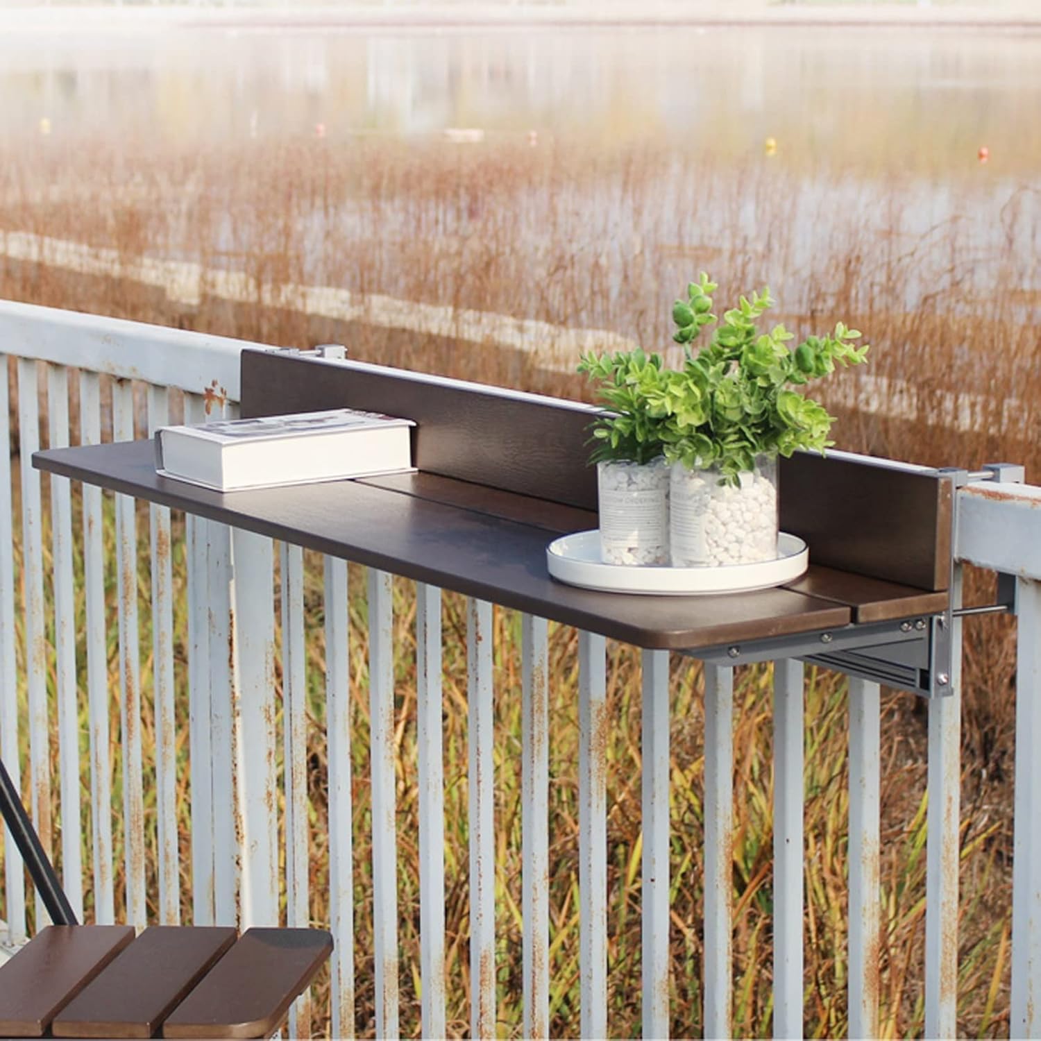 Amazon.com : LOJOO Outdoor Side Table Balcony Hanging Railing Bar Table ...