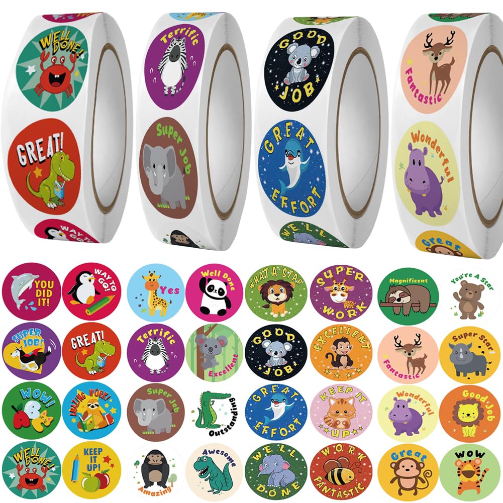 Amazon.com: 2000 Cute Animal Motivational Stickers for Kids & Teachers ...