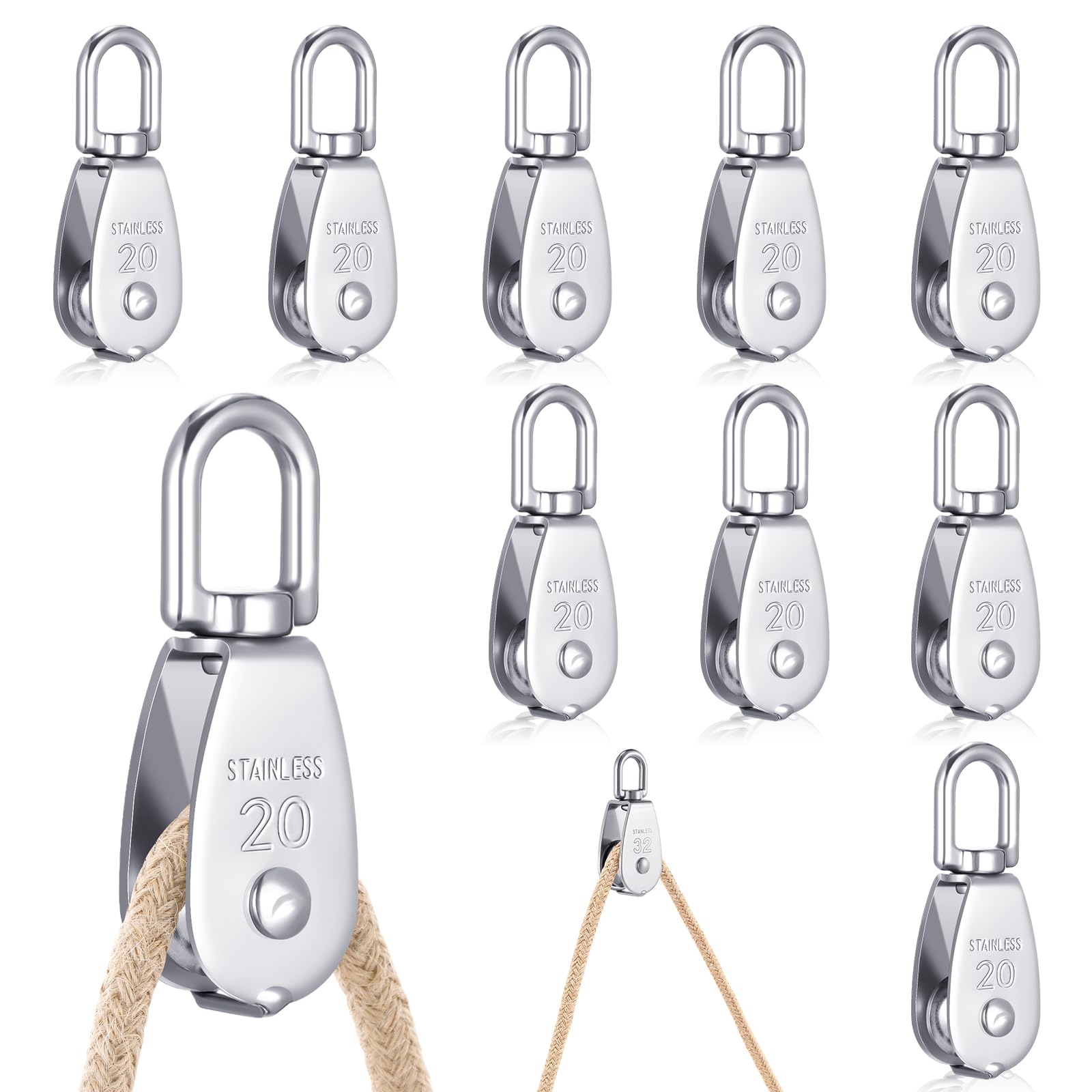 Snapklik.com : Yaocom 10 Pack Lifting Single Pulley Roller Loading ...