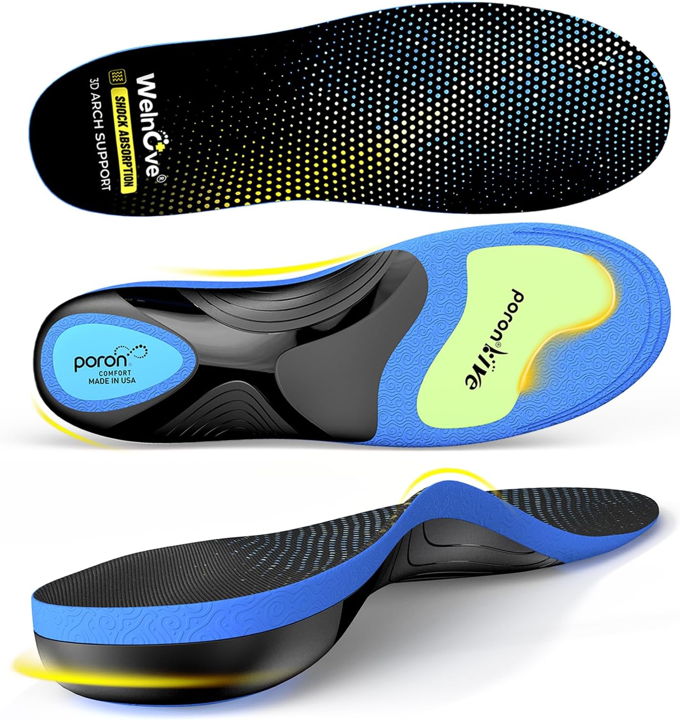 Amazon.com: TANSTC Insoles for Standing All Day Men Medium Arch Support ...
