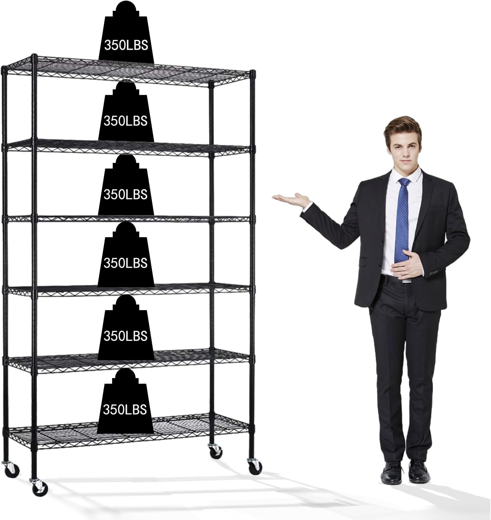 Amazon.com: Generic 6-Tier Storage Shelves Wire Shelving with Wheels ...