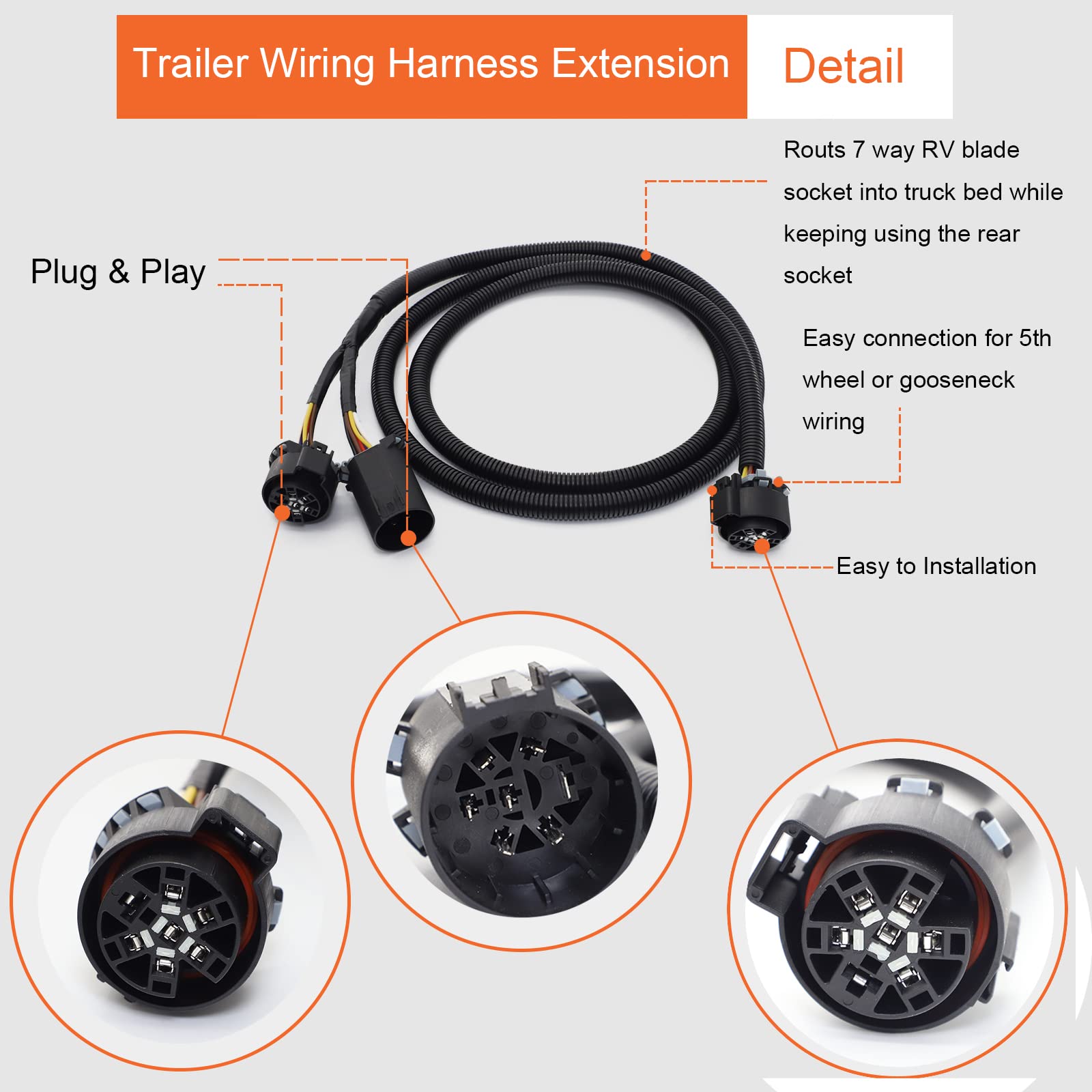 Snapklik.com : 56070 7-Pin 7-Foot Trailer Wiring Harness,Vehicle-Side ...