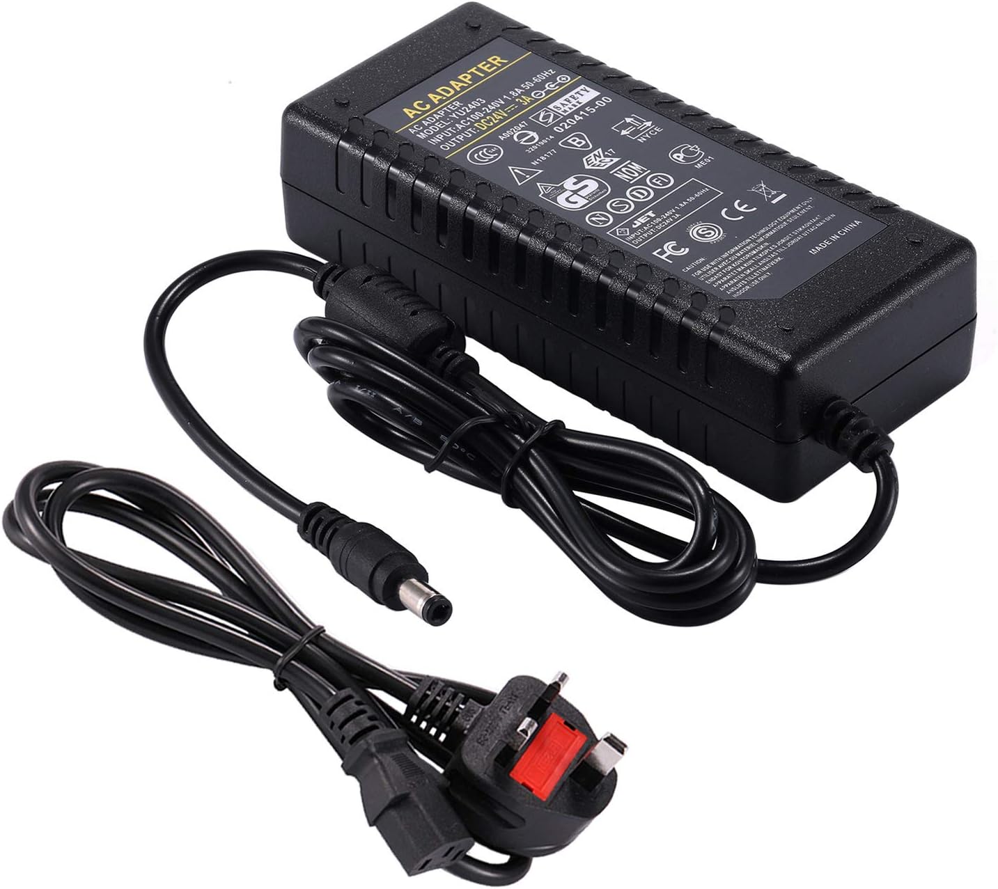 24V 3A Power Supply Adapter - COLM AC 100V-240V to DC 24 Volt 3 Amp 72W ...