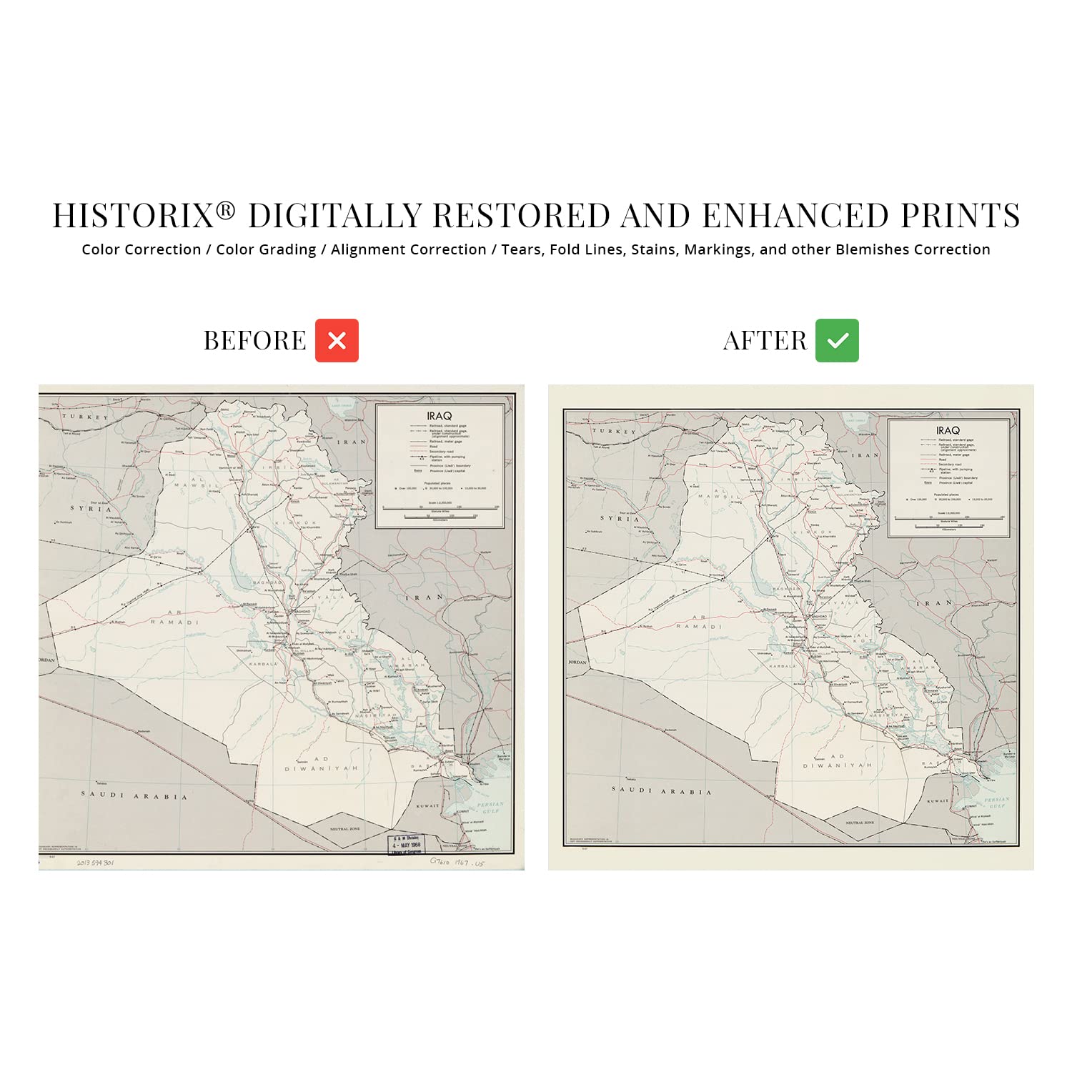 Snapklik.com : Vintage 1967 Iraq Map Poster - 16x16 Inch Vintage Map Of ...