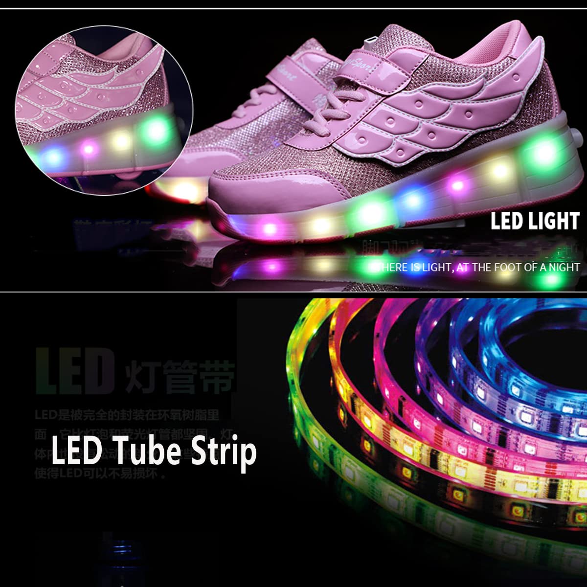 Snapklik.com : AIkuass Girls Roller Skate Shoes Shiny LED Light UP ...