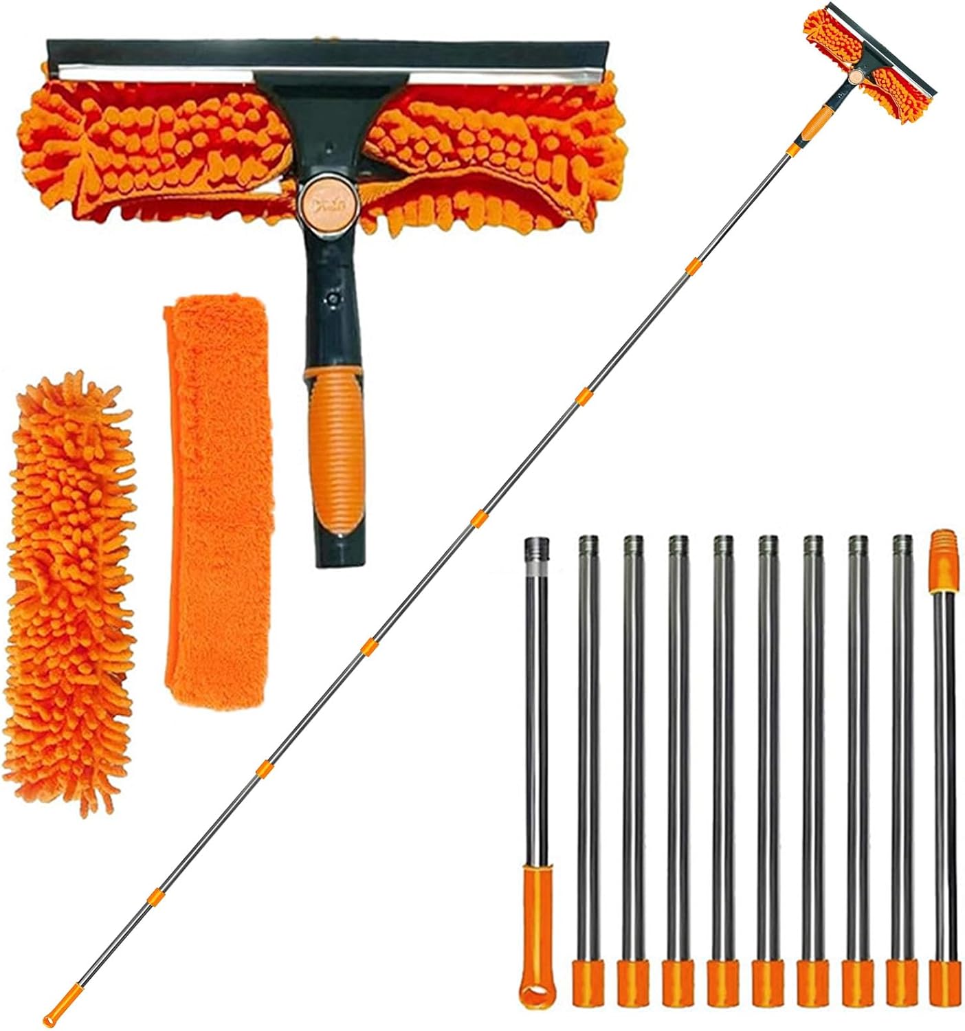 Kikcrrou 4.5 m Window Wiper - 2-in-1 Window Cleaner Set with Telescopic ...