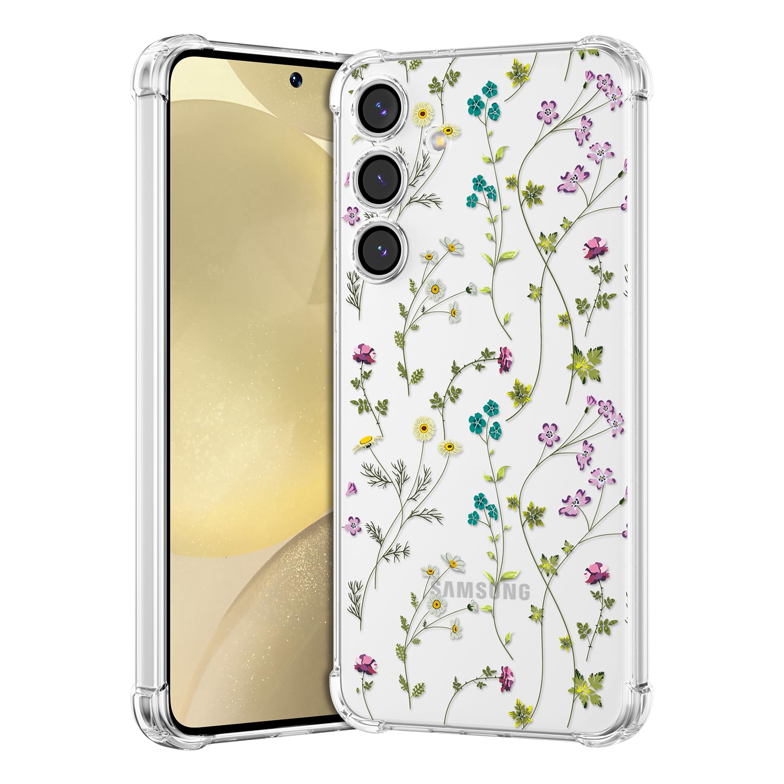 Amazon.com: RALEAVO Floral Case for Samsung Galaxy S24 Plus, Clear Case with Flower Branch ...