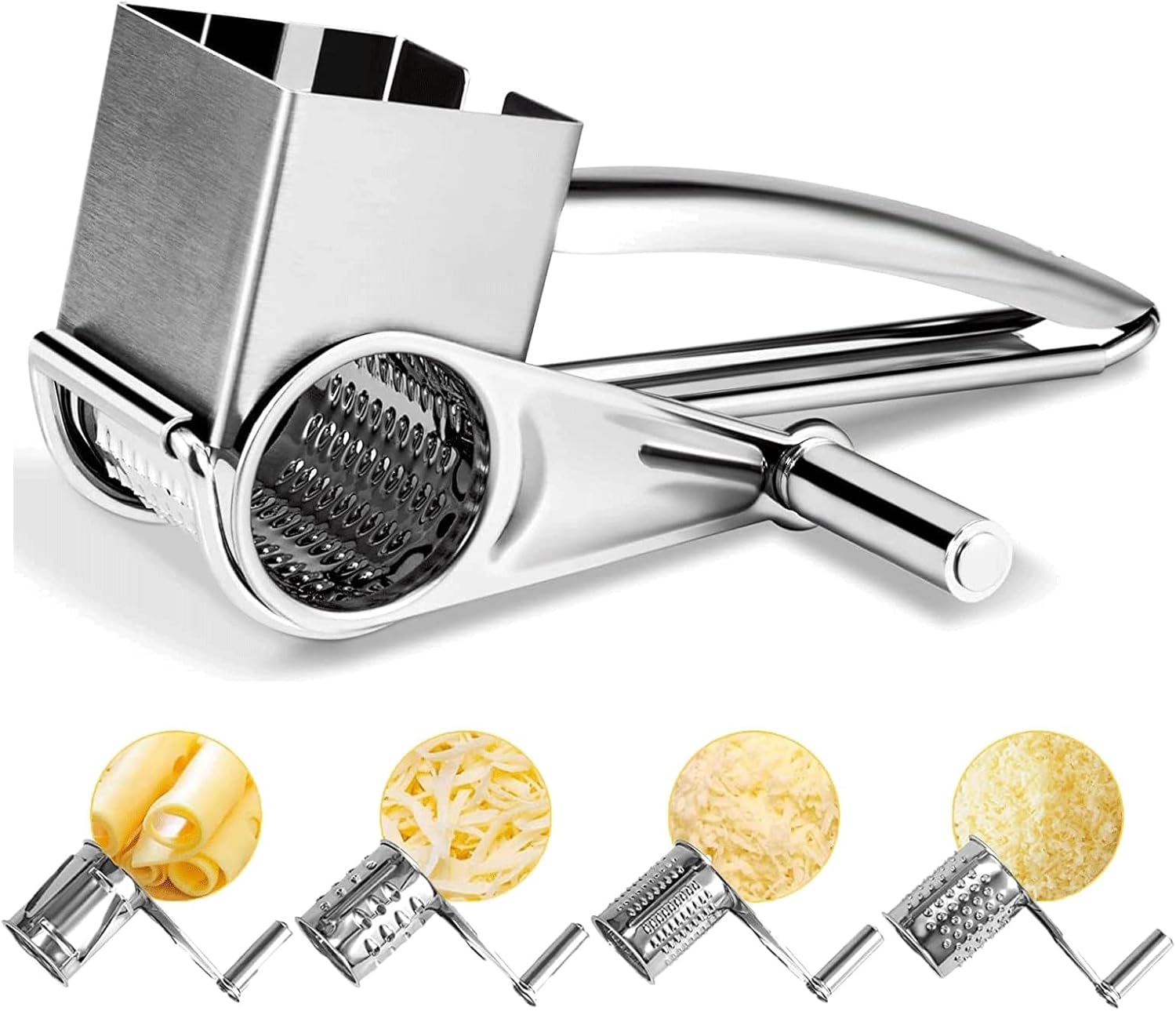 Amazon.com: Rotary Cheese Grater with Handle, Cheese Grater with 4 Drum ...