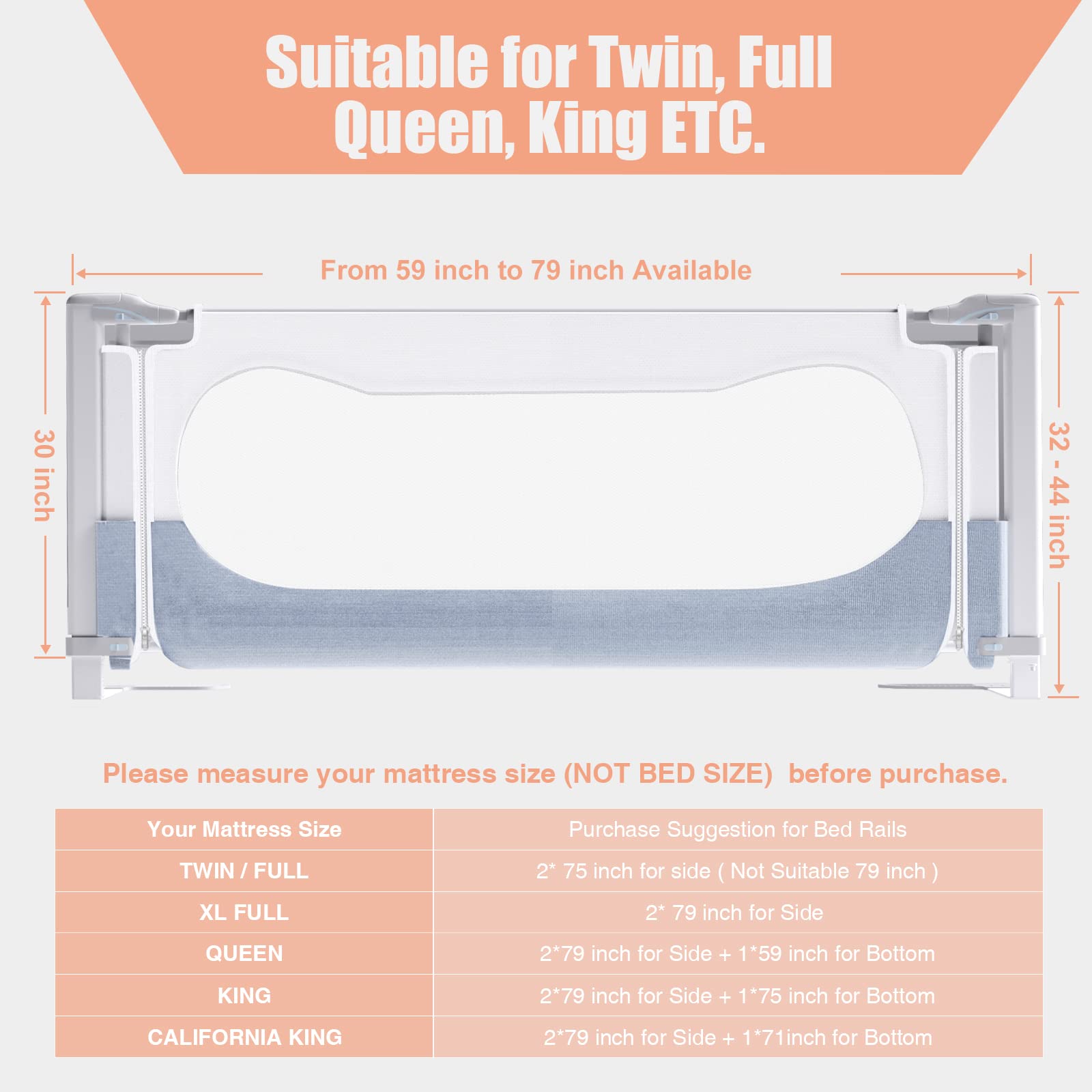 Zxyculture Upgrade Bed Rail for Toddlers, 71" Extra Long Toddler Bed ...
