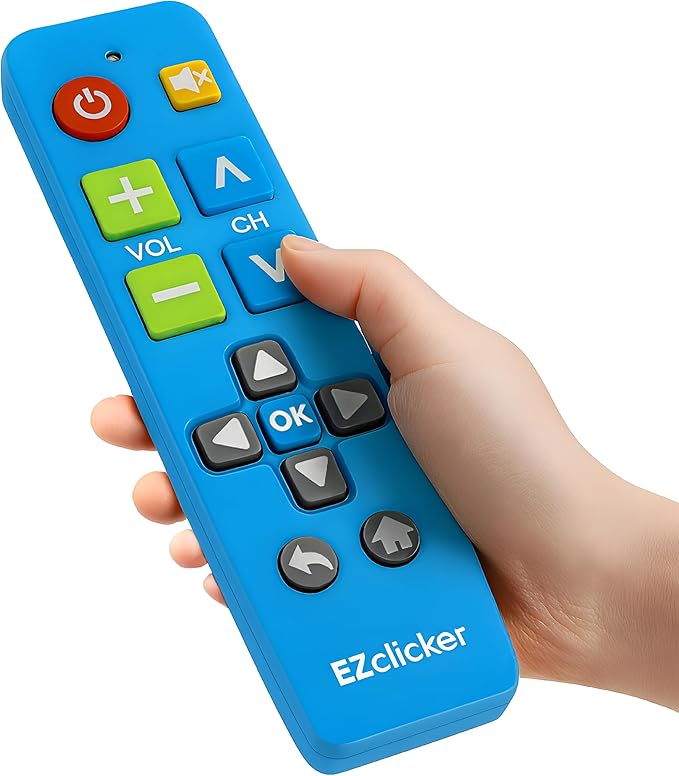 EZclicker Big Button Universal TV Remote (Blue) Simple Easy to Use ...
