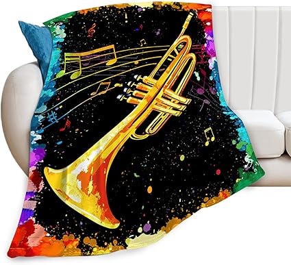 Amazon.com: Music Trumpet Blanket Colorful Trumpet Musical Instrument ...