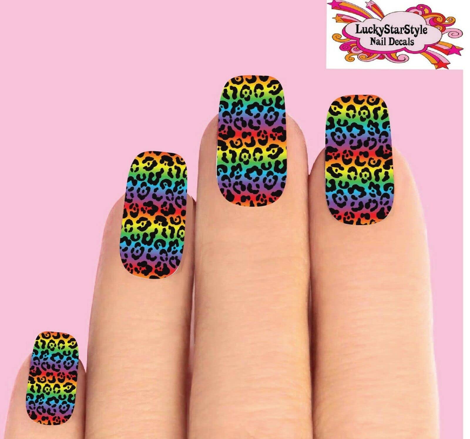 Rainbow Leopard Print Nails