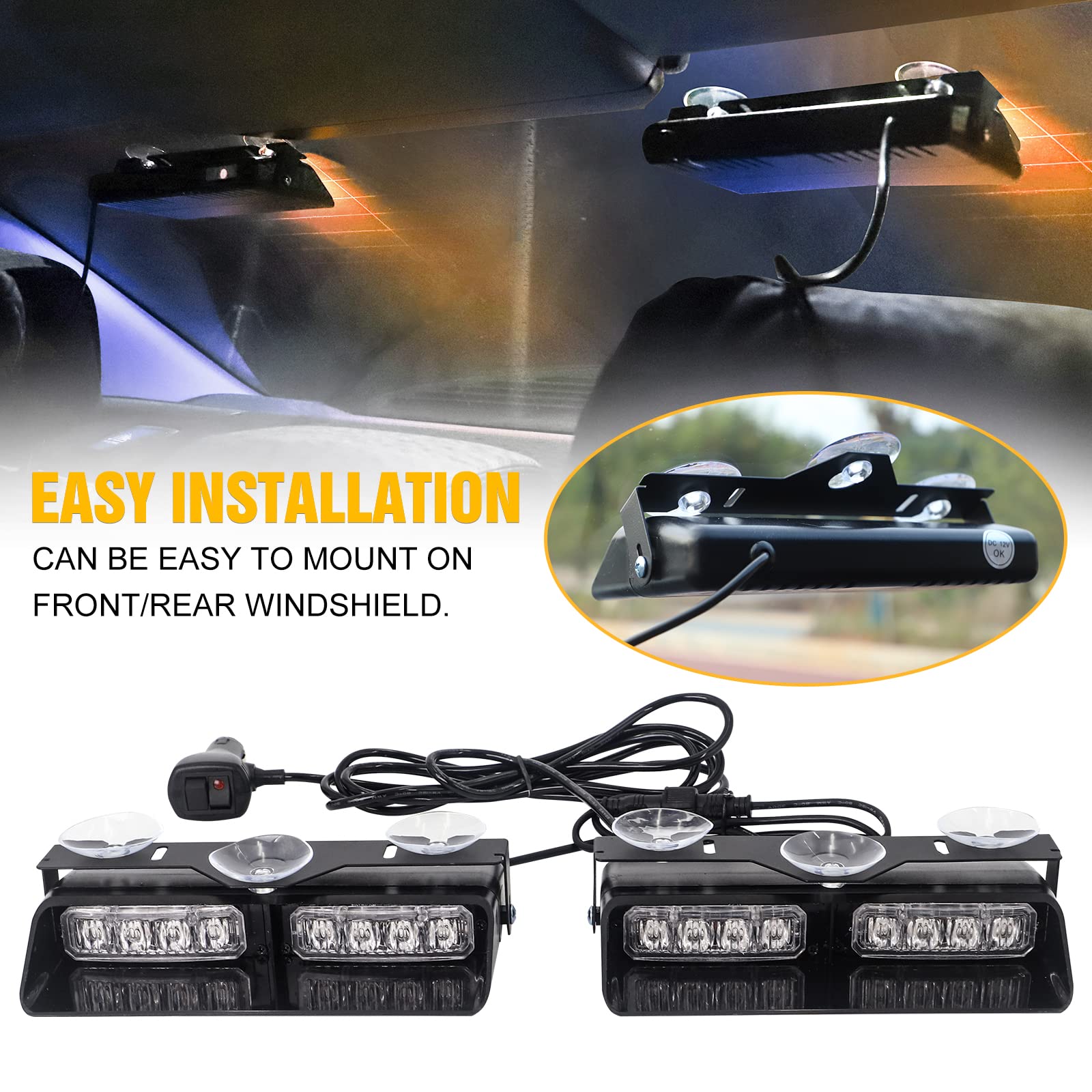 Snapklik.com : XRIDONSEN 2 In 1 Dash Emergency Strobe Lights Front/Rear ...