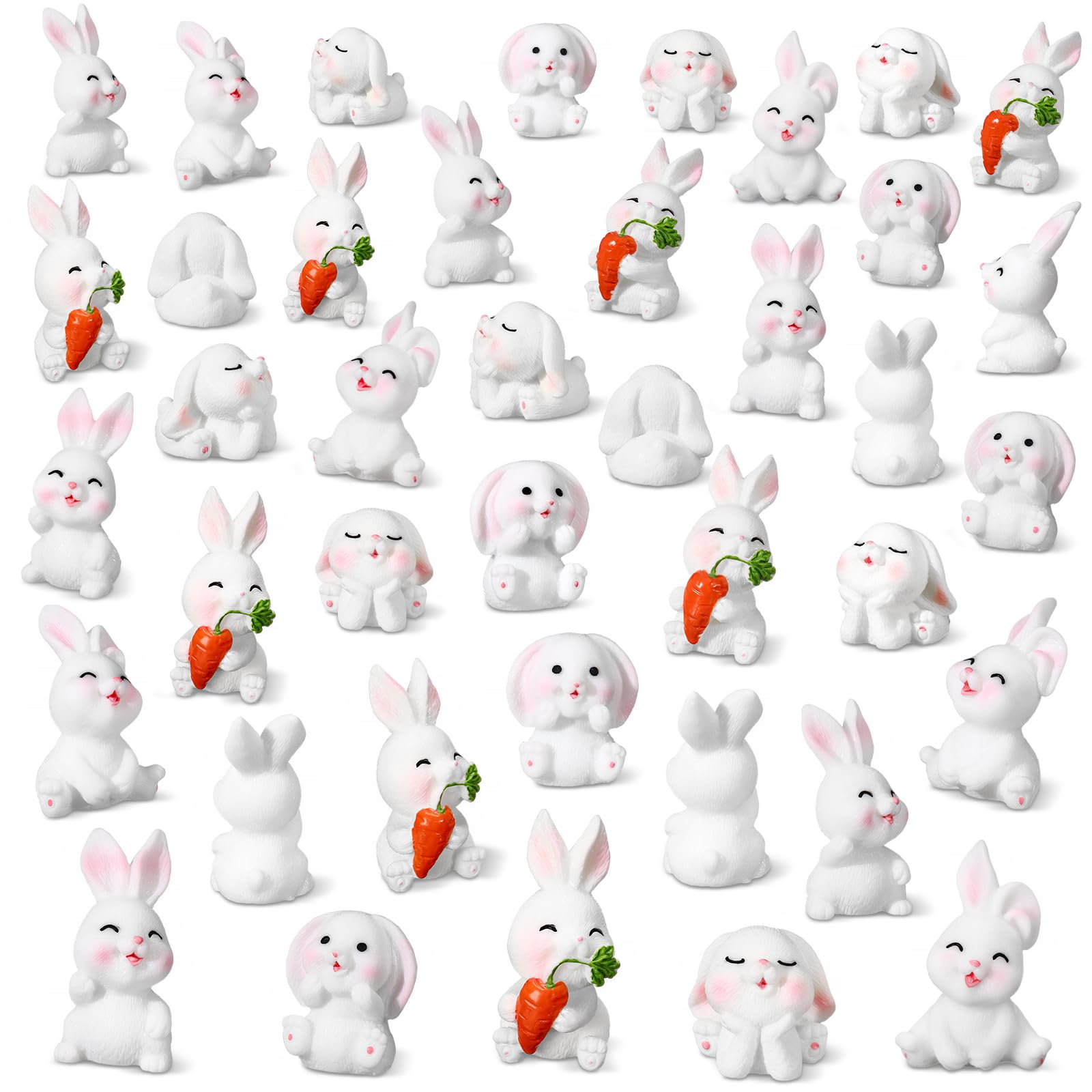 Amazon.com: Cinnvoice 50 Pcs Easter Mini Bunny Figurines Resin ...