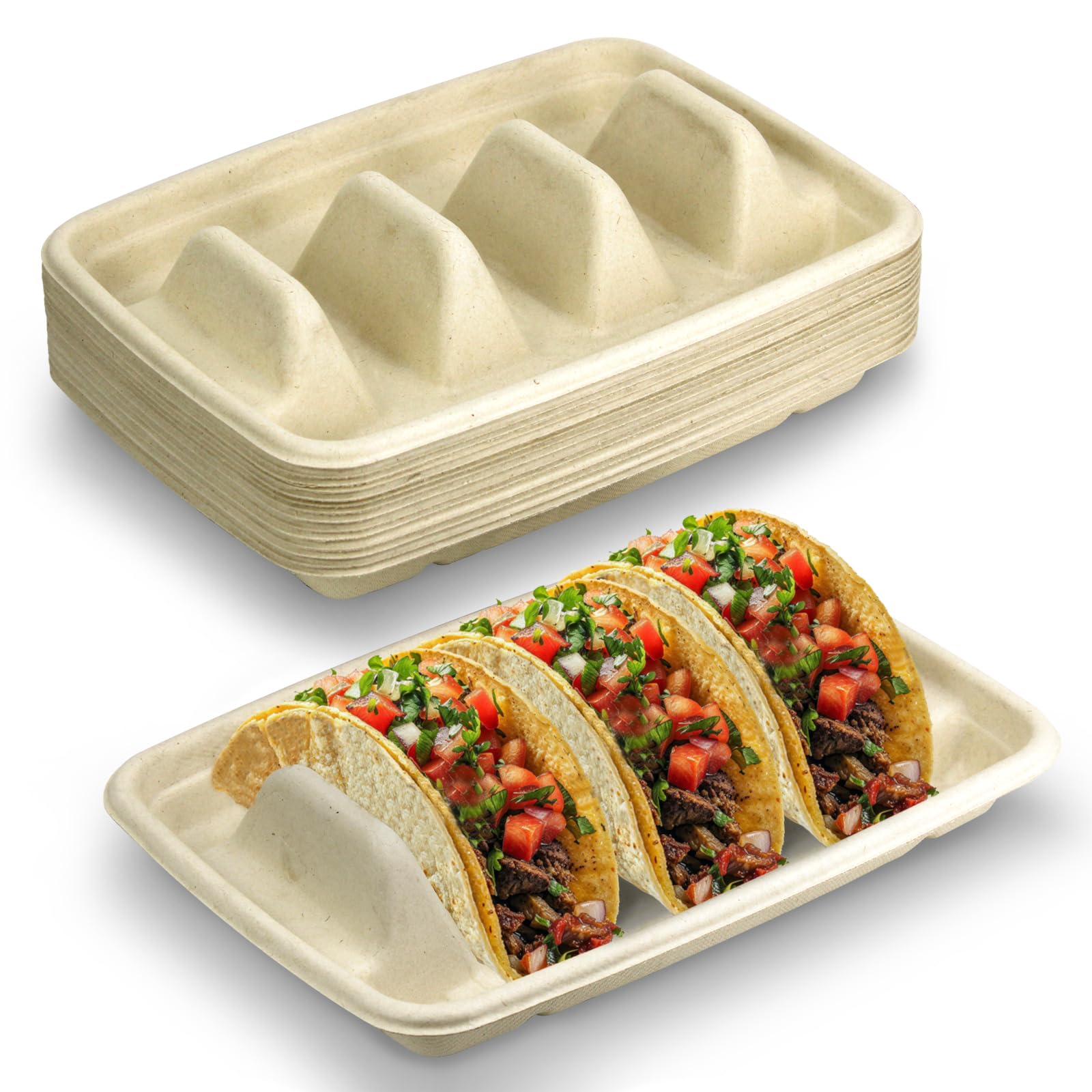 Amazon.com: 15Pcs Disposable Taco Holders,Taco Trays with 3 Dividers ...