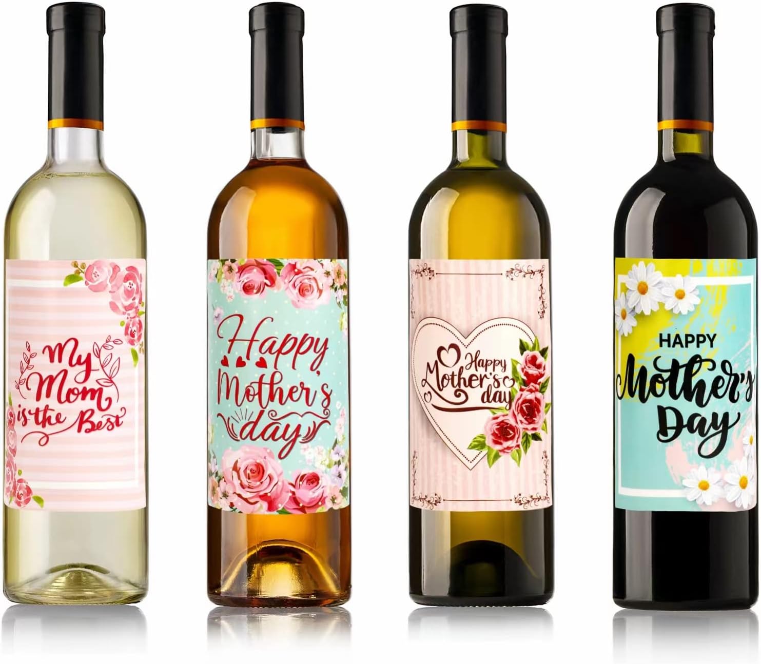 Amazon.com: 24 Pieces Happy Mother's Day Wine Bottle Label Stickers ...