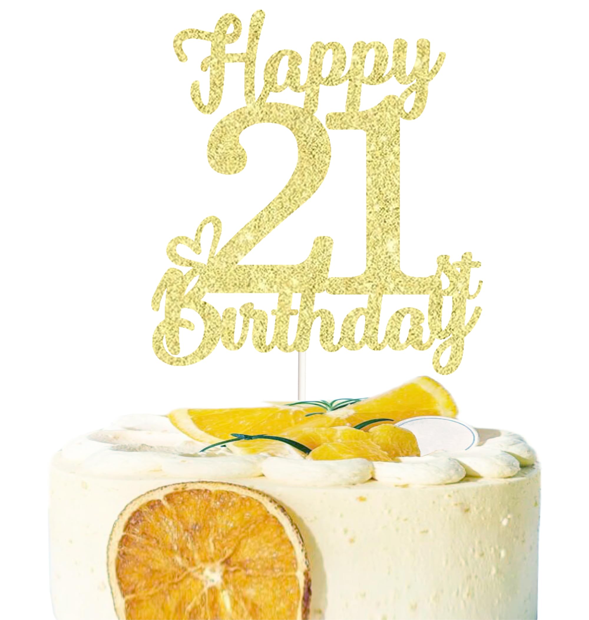 Snapklik.com : 21 Birthday Cake Toppers-Gold Glitter, 21st Cake Topper ...
