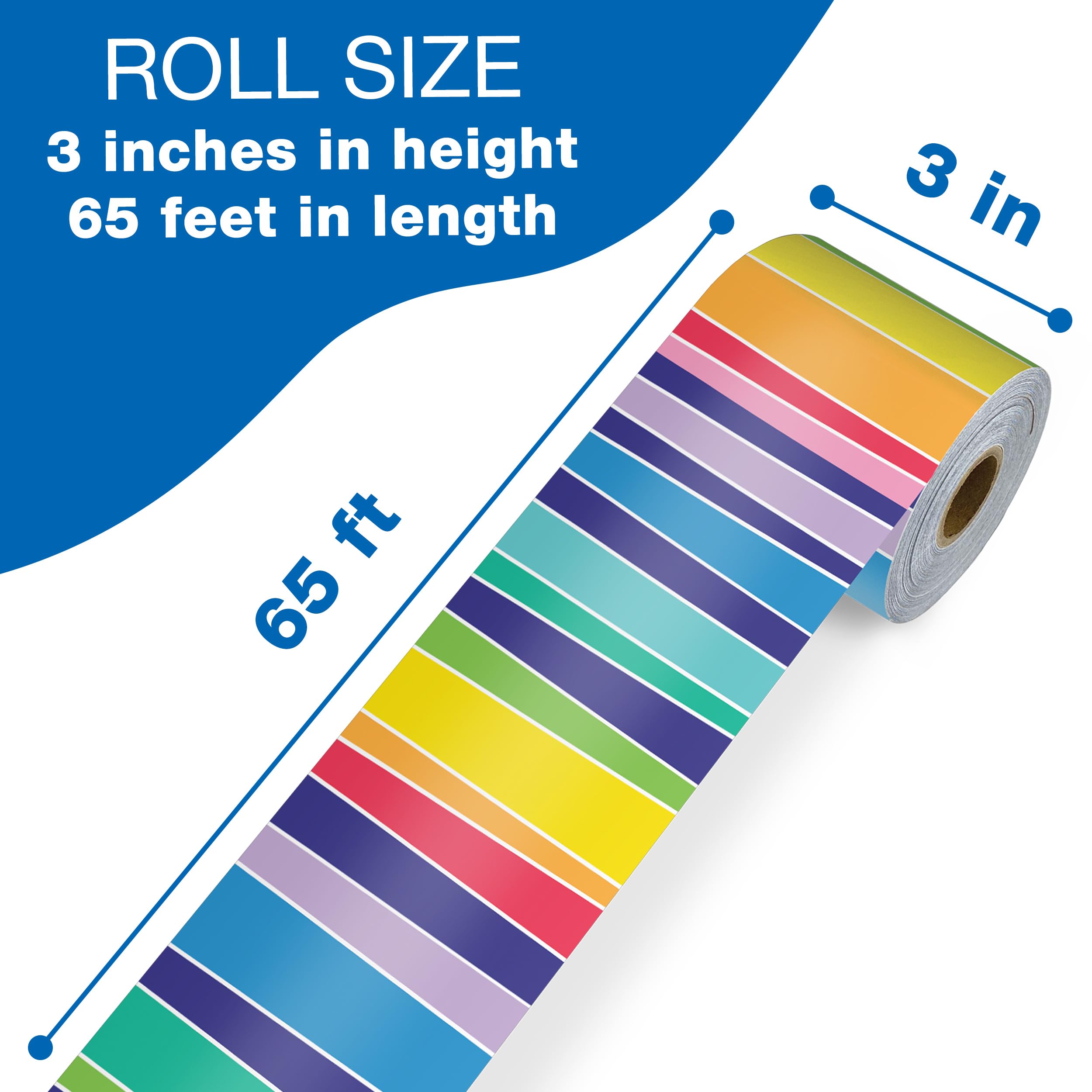 Snapklik.com : Carson Dellosa 65Ft Of Striped Rainbow Bulletin Board ...