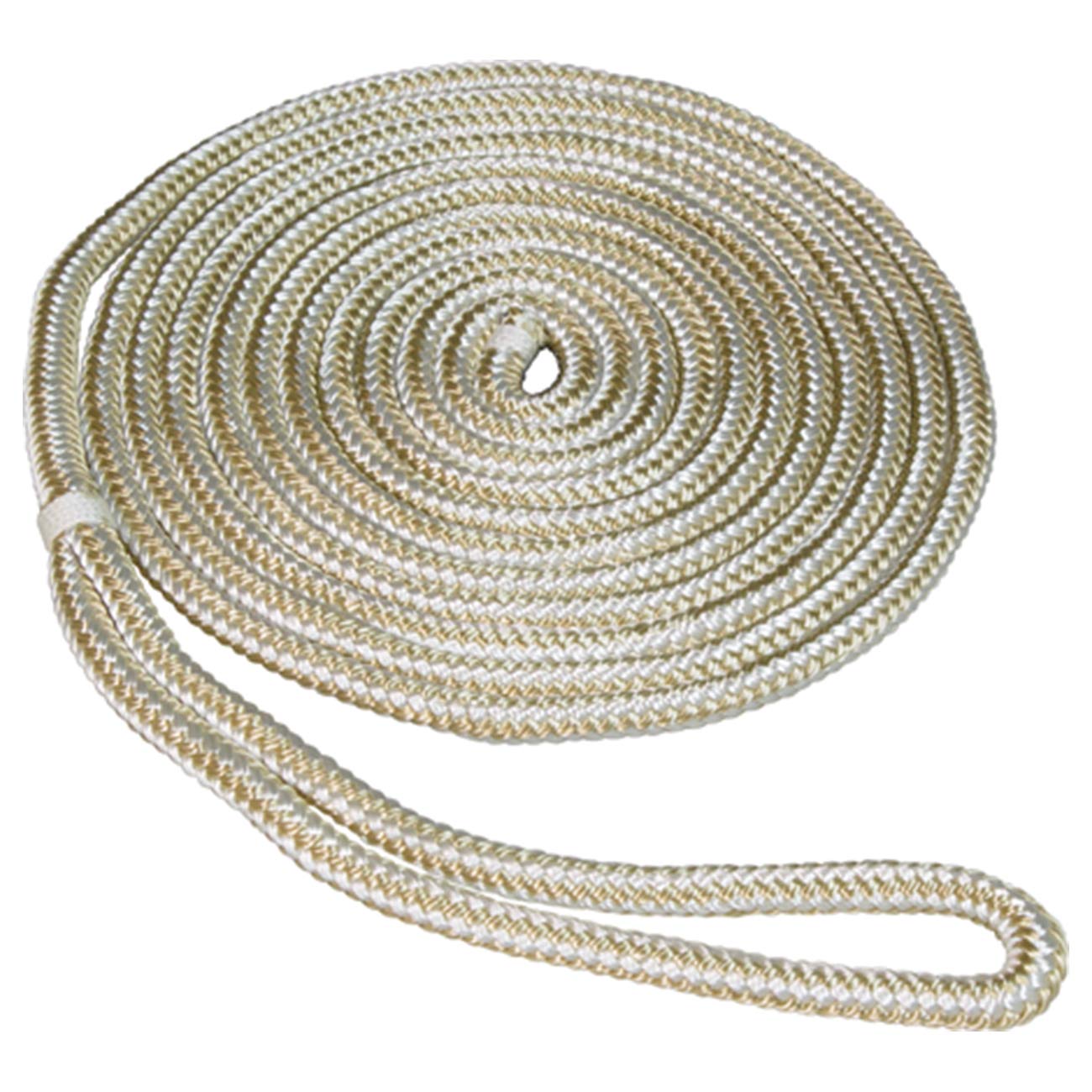 Snapklik.com : SeaSense Double Braid Nylon Dock Line, 1/2" X 20, Gold/White