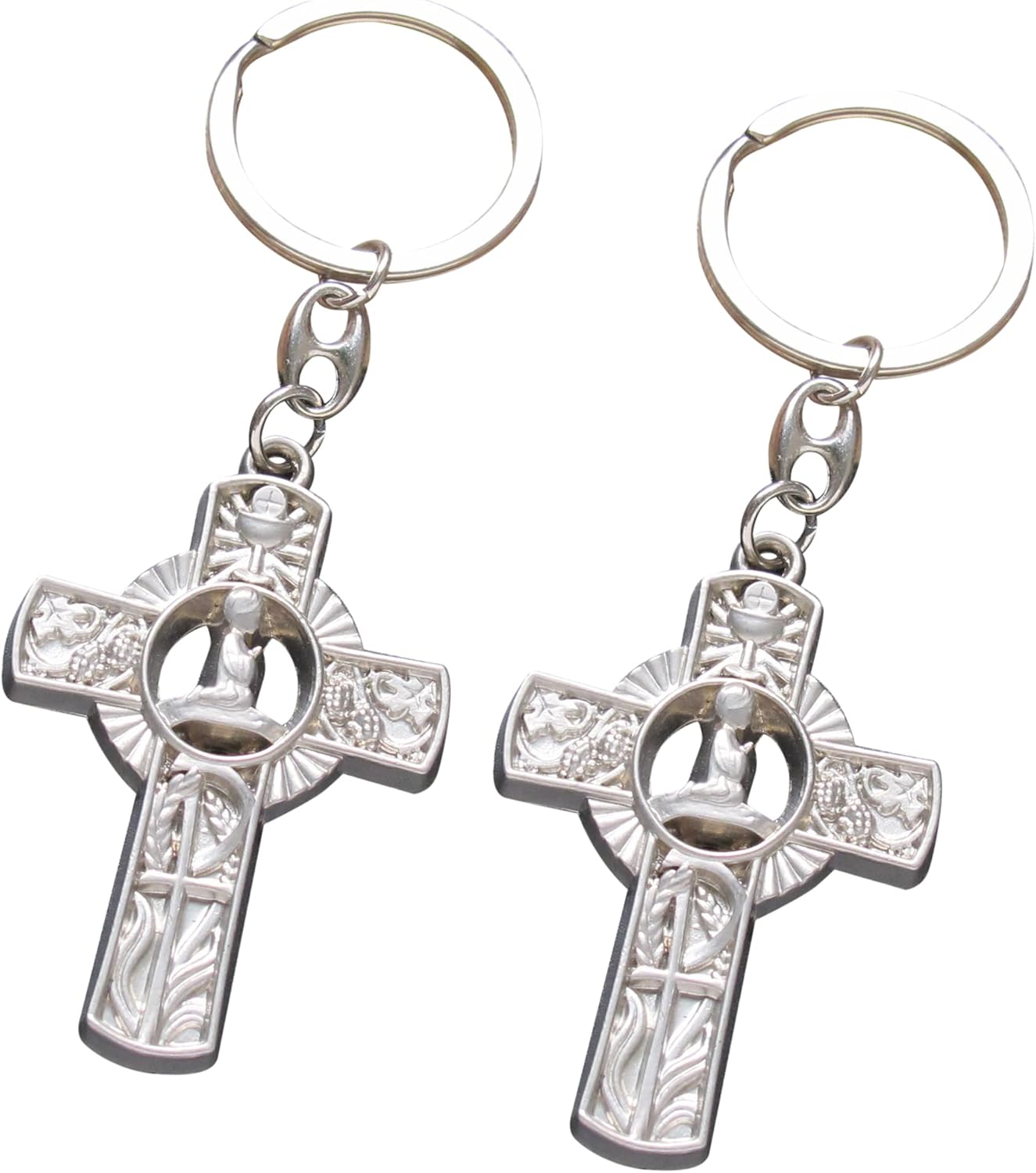 Amazon.com: 12 PCS First Holy Communion Cross Metal Keychain Party ...