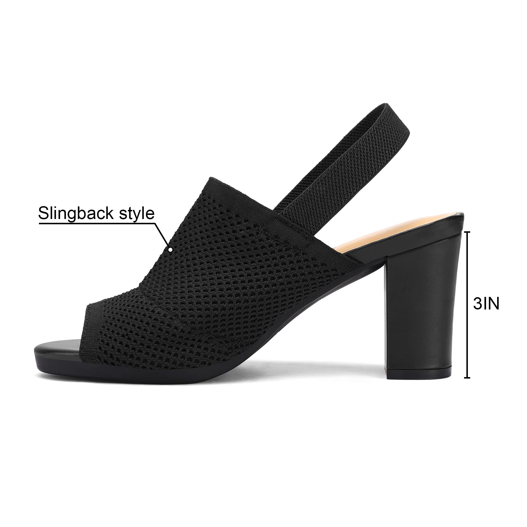 Snapklik.com : Mysoft Womens Knit Chunky Block High Heels Elastic ...