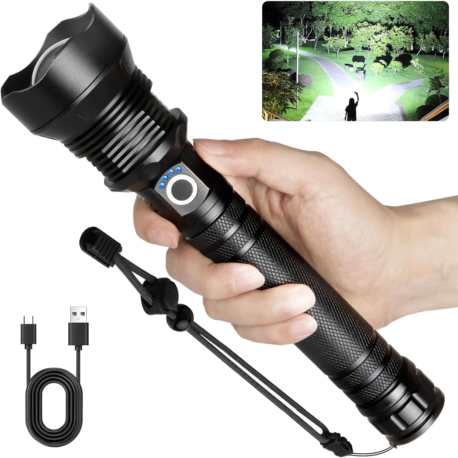 Alicegirl Rechargeable High Lumen Flashlight, 990,000 Lumens Super ...