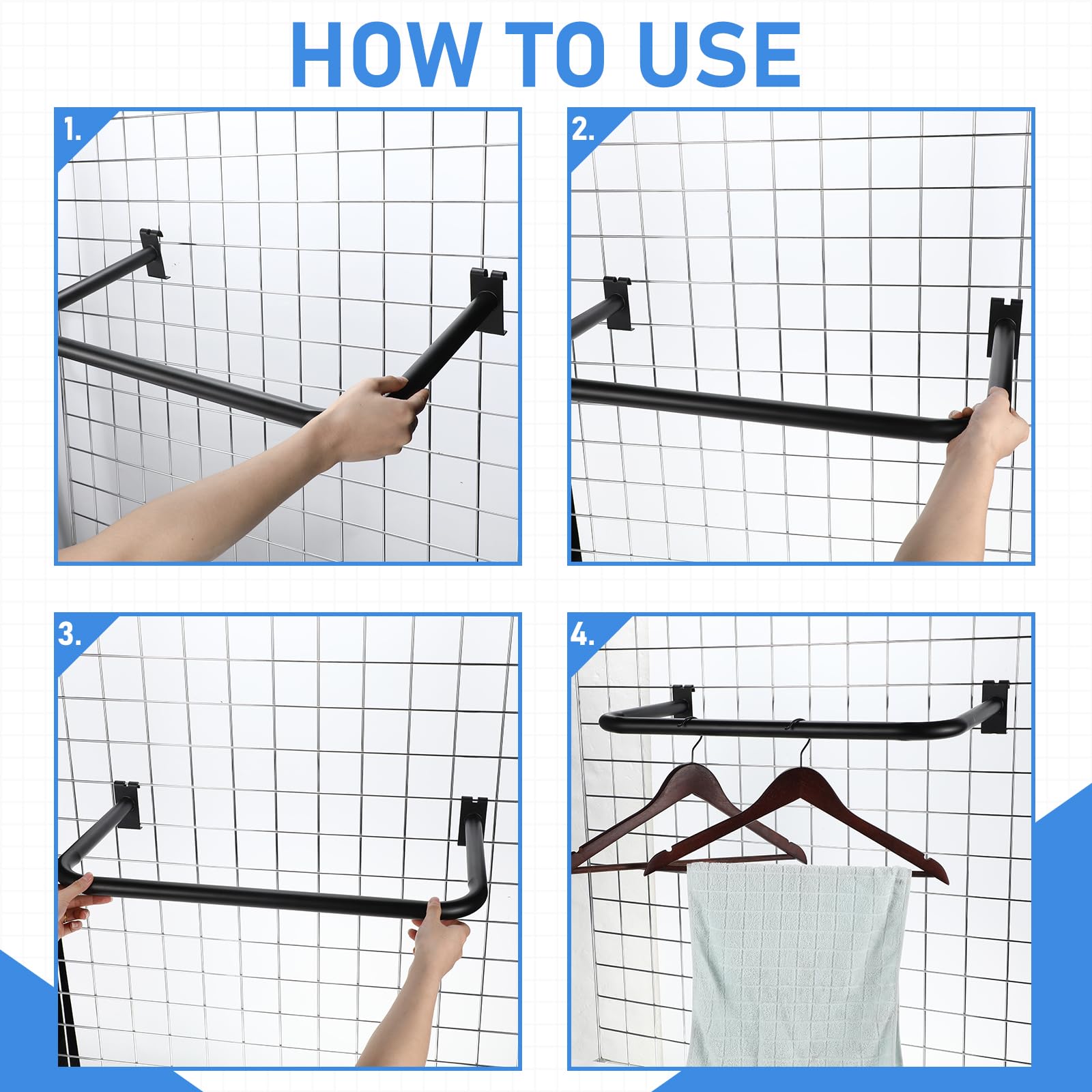 Snapklik.com : Gisafai 2 Pieces Gridwall Accessories U Shaped Hangrail ...