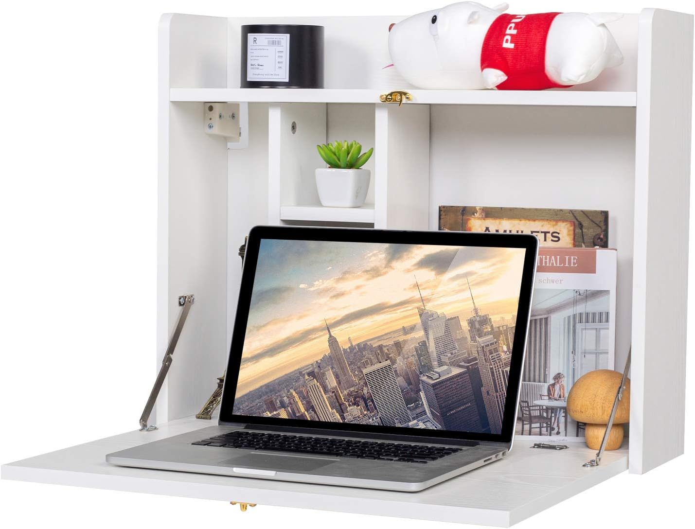 Amazon.com: IFANNY Wall Mounted Desk, Wall Computer Desk w/Storage ...