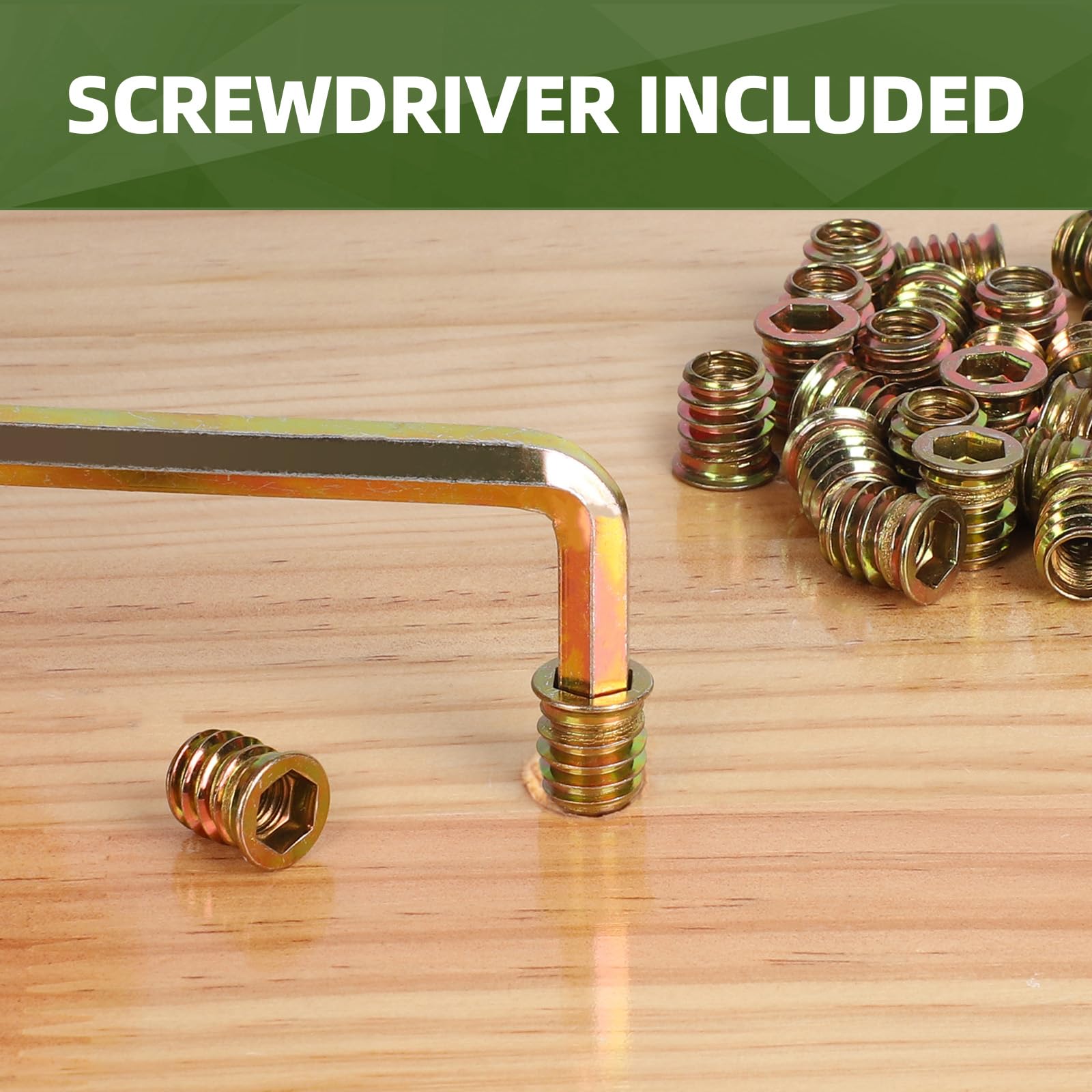 Snapklik.com : 40 PCS 1/4-20 X 20mm Threaded Inserts For Wood ...