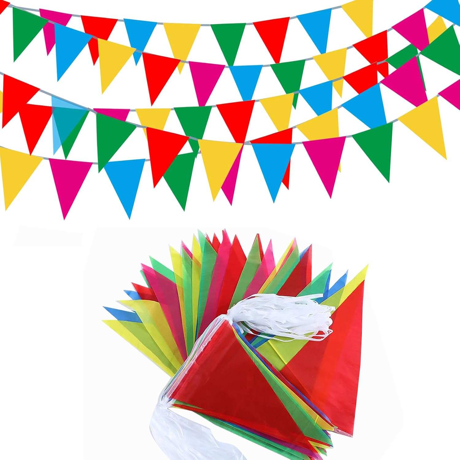 Amazon.com: Colorful Pennant Banner Flags Qifuyeah 300pcs Multicolor ...
