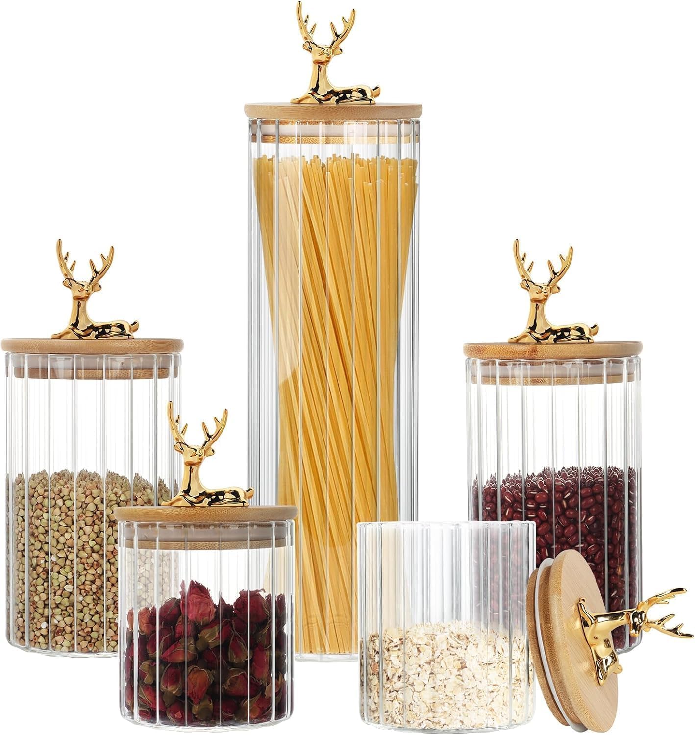 Amazon.com: Gerrii Glass Storage Jars Set of 4, Clear Food Storage ...